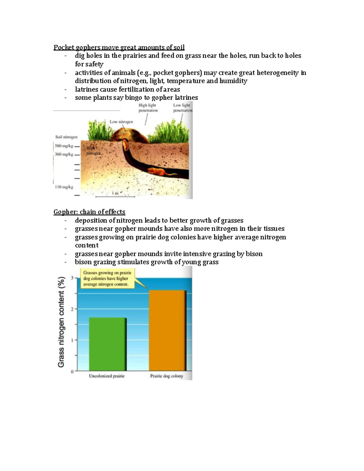 Bio course notes-17 - Pocket gophers move great amounts of soil - dig ...