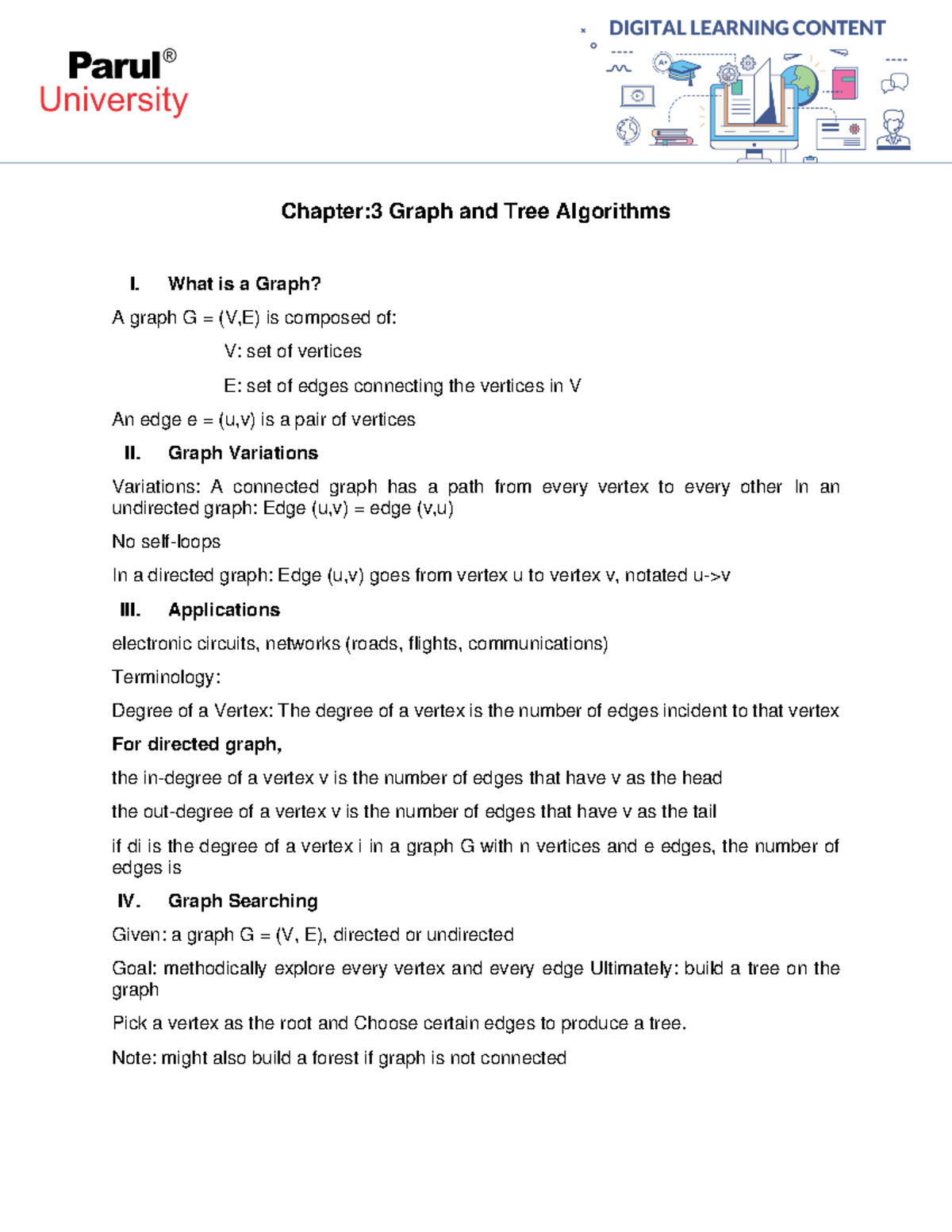 DAA - Ch. 3 (Lecture Notes) - Chapter:3 Graph and Tree Algorithms I ... DAA - Ch. 3 (Lecture Notes) - Chapter:3 Graph and Tree Algorithms I ...