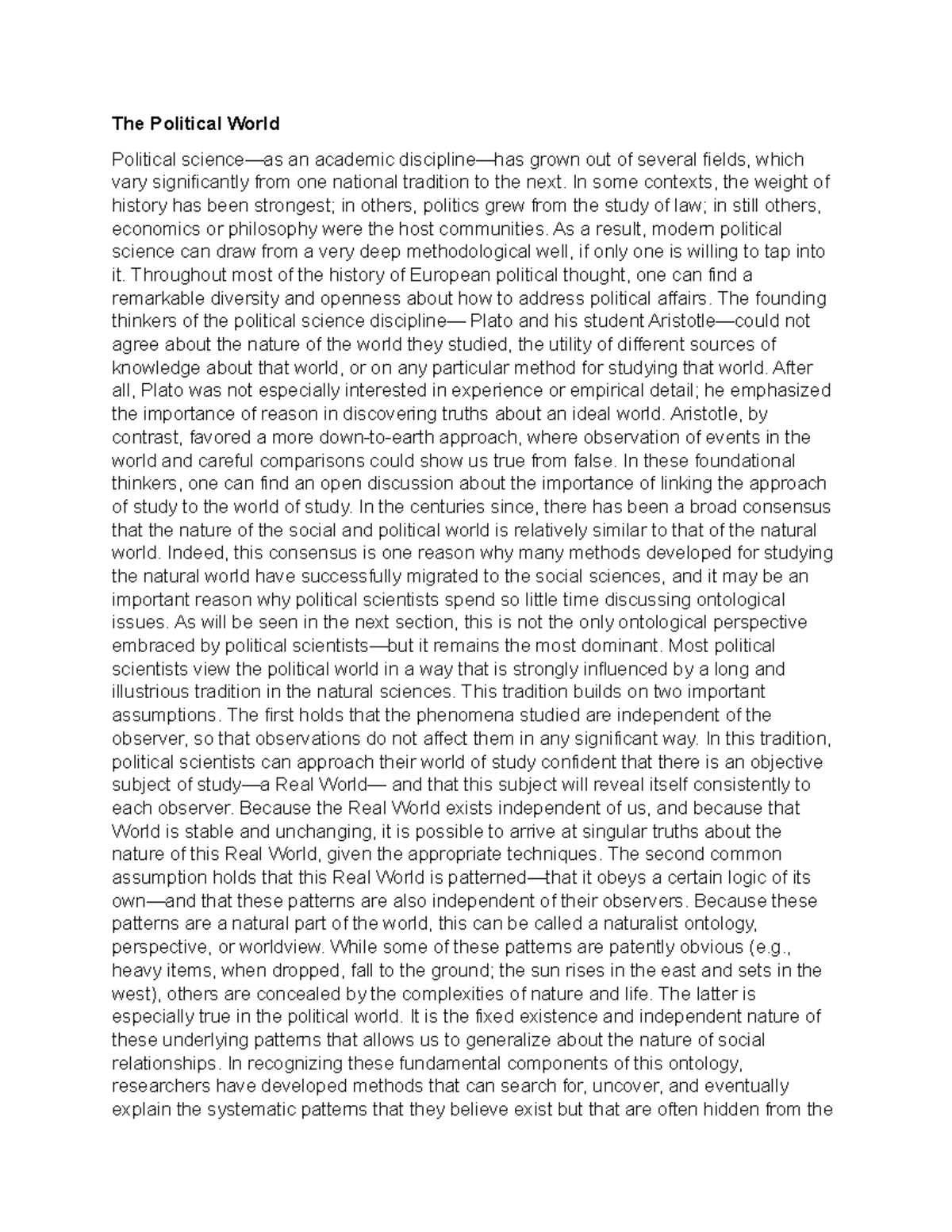 The Political World - The Political World Political science—as an ...