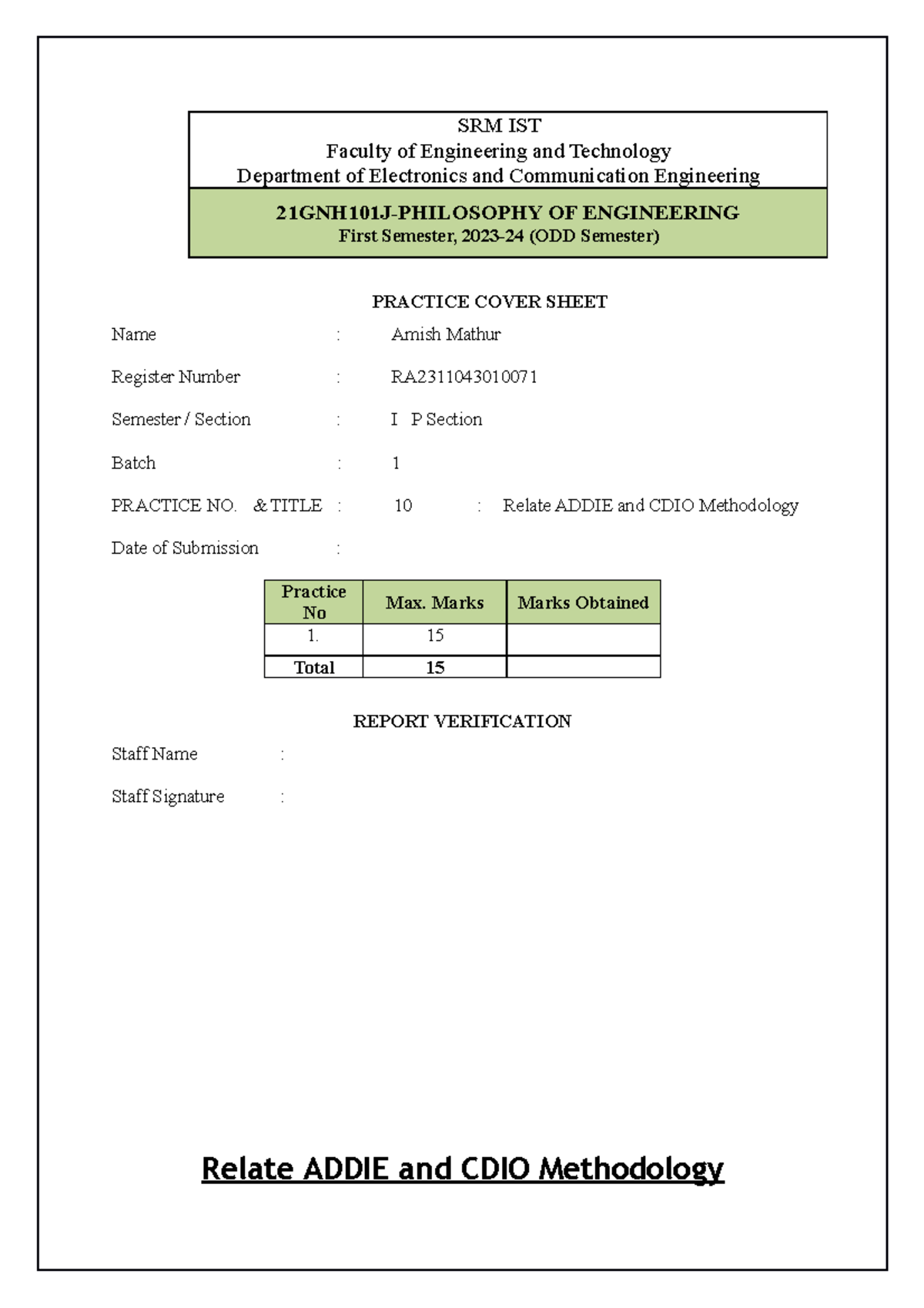 Unit 4 Notes Engineering Design - SRM IST Faculty of Engineering and ...