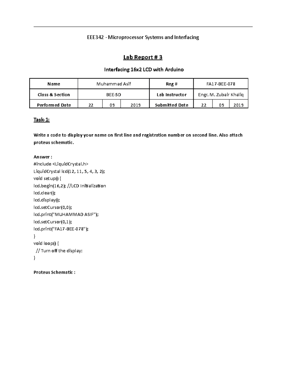 Asiflab 3 Lab Manual Eee342 Microprocessor Systems And Interfacing Lab Report 3 