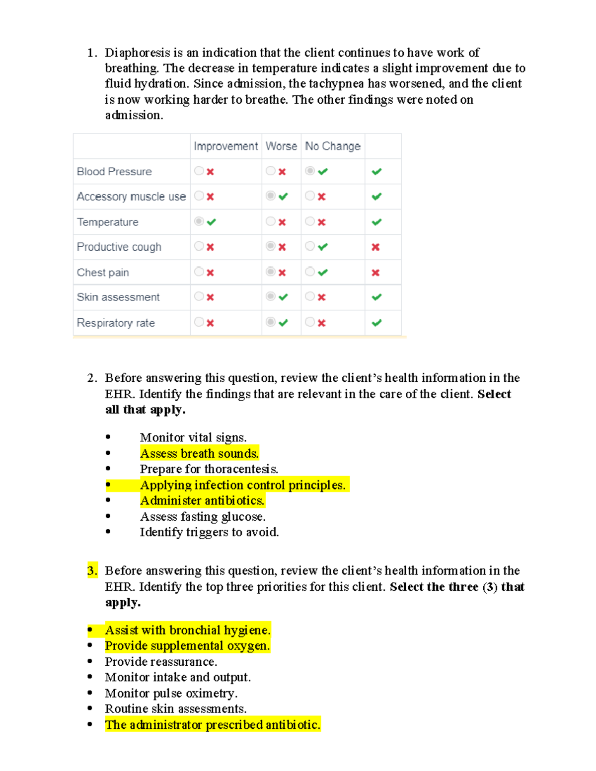 June Benn CJSim - Diaphoresis is an indication that the client ...