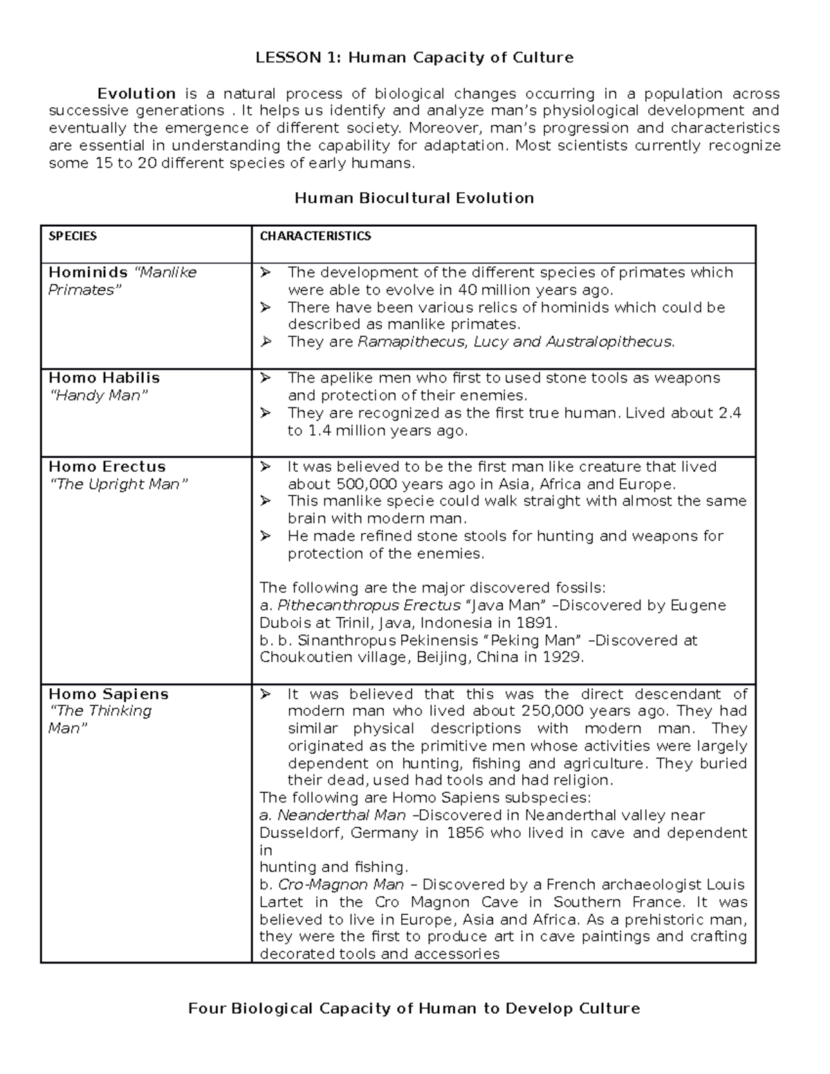 Midterm-lesson-1 - Teacher - LESSON 1: Human Capacity of Culture ...
