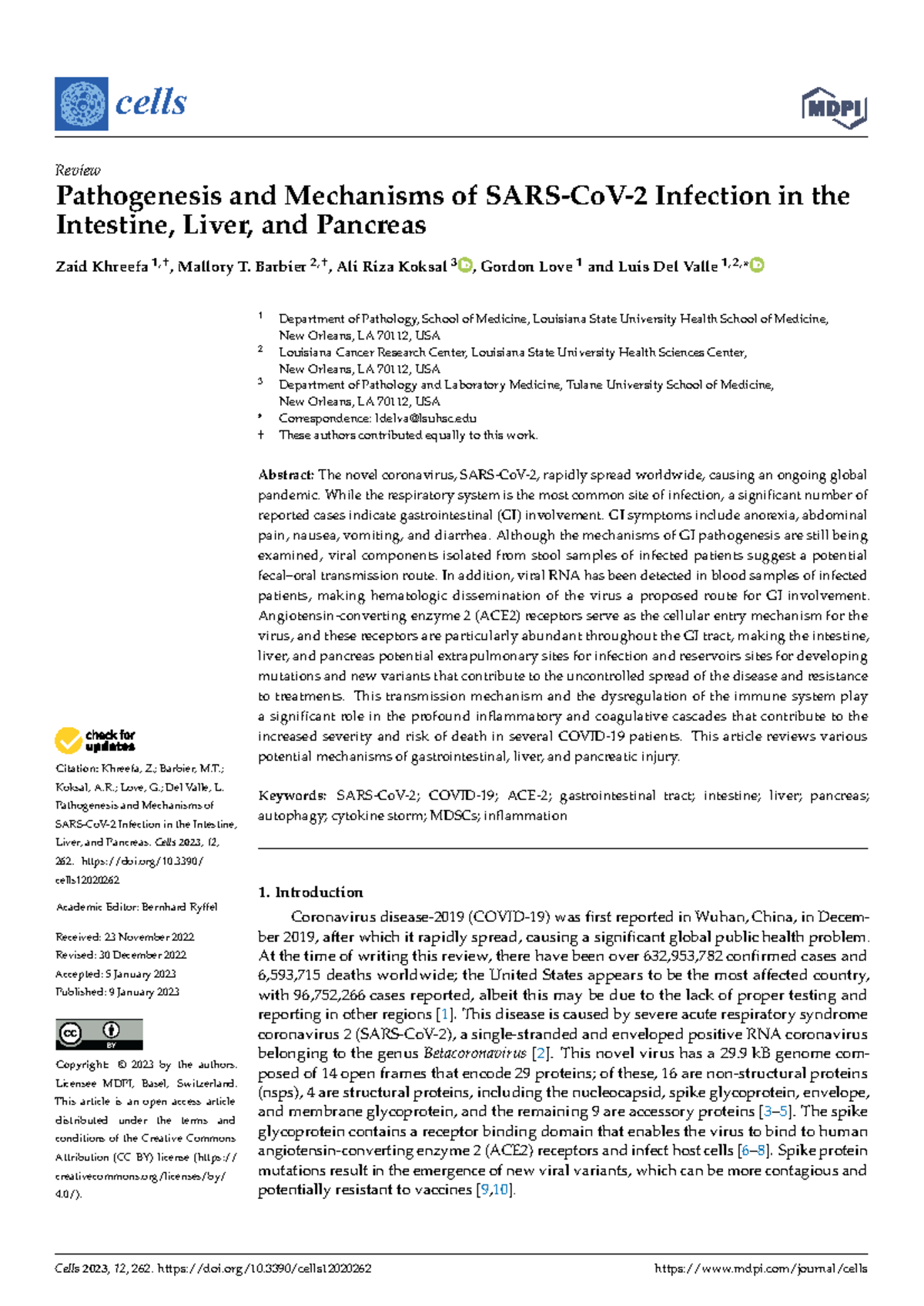 Pathogenia in Sars-Cov 2-Patología celular-cells-12-00262 - Citation: Khreefa, Z.; Barbier, M ...