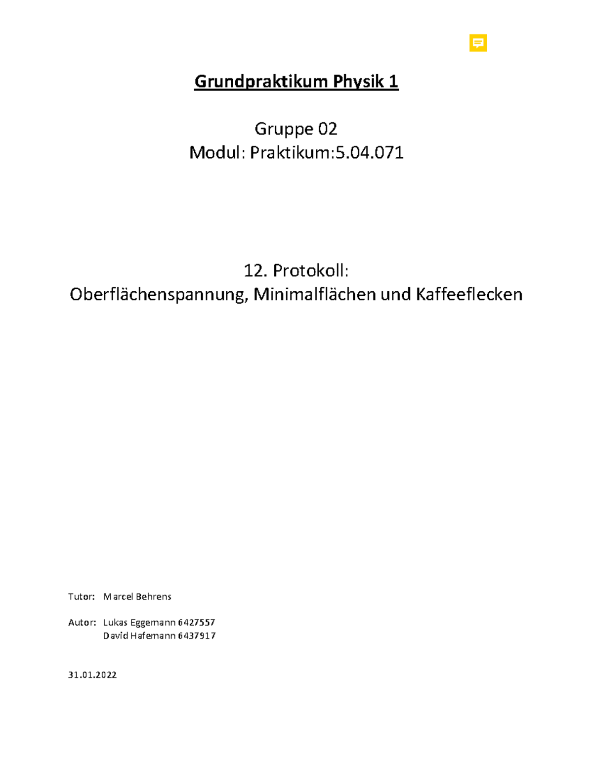 Protokoll 12Oberflächenspannung WS2021[korrigiert] - Grundpraktikum ...