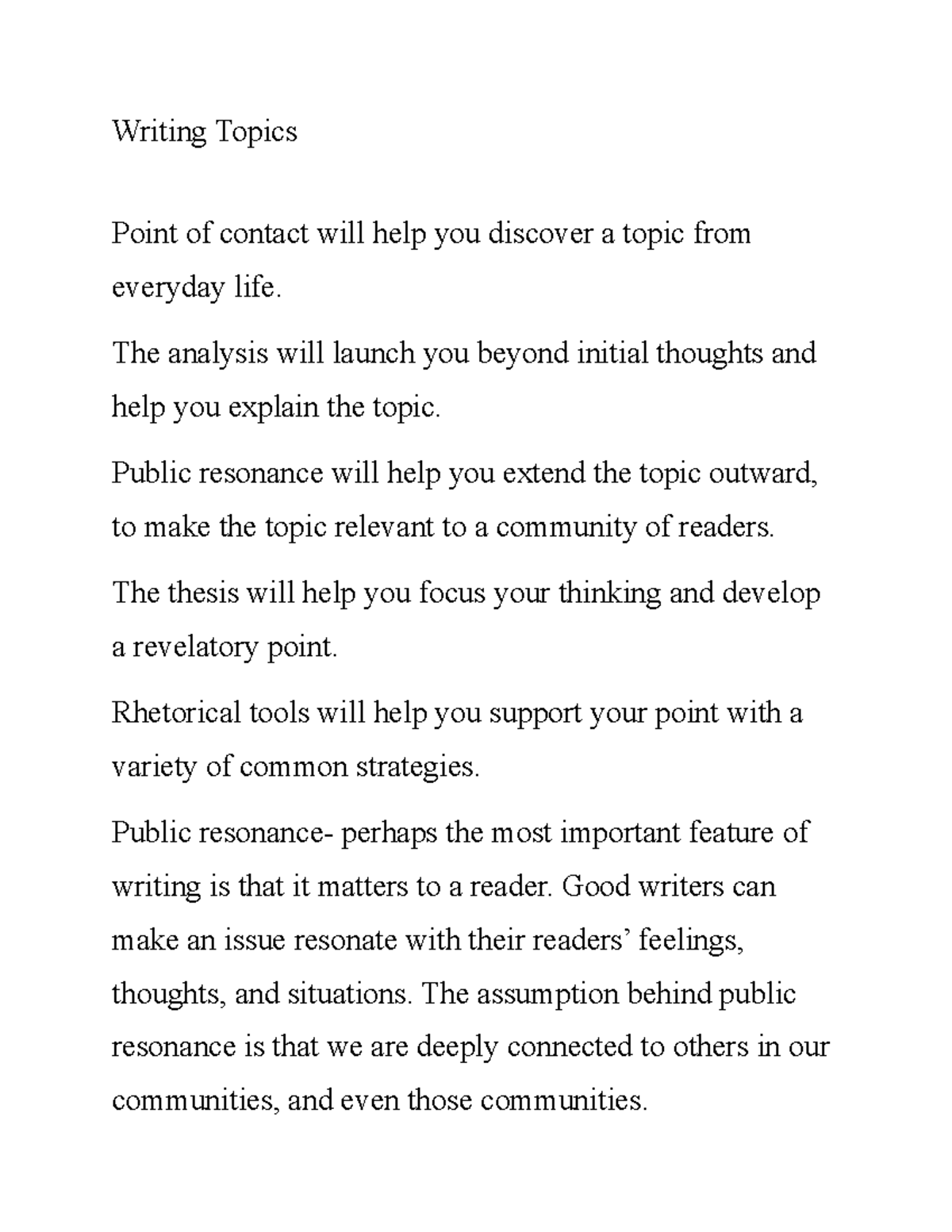 Writing Topics - Writing Topics Point of contact will help you discover ...