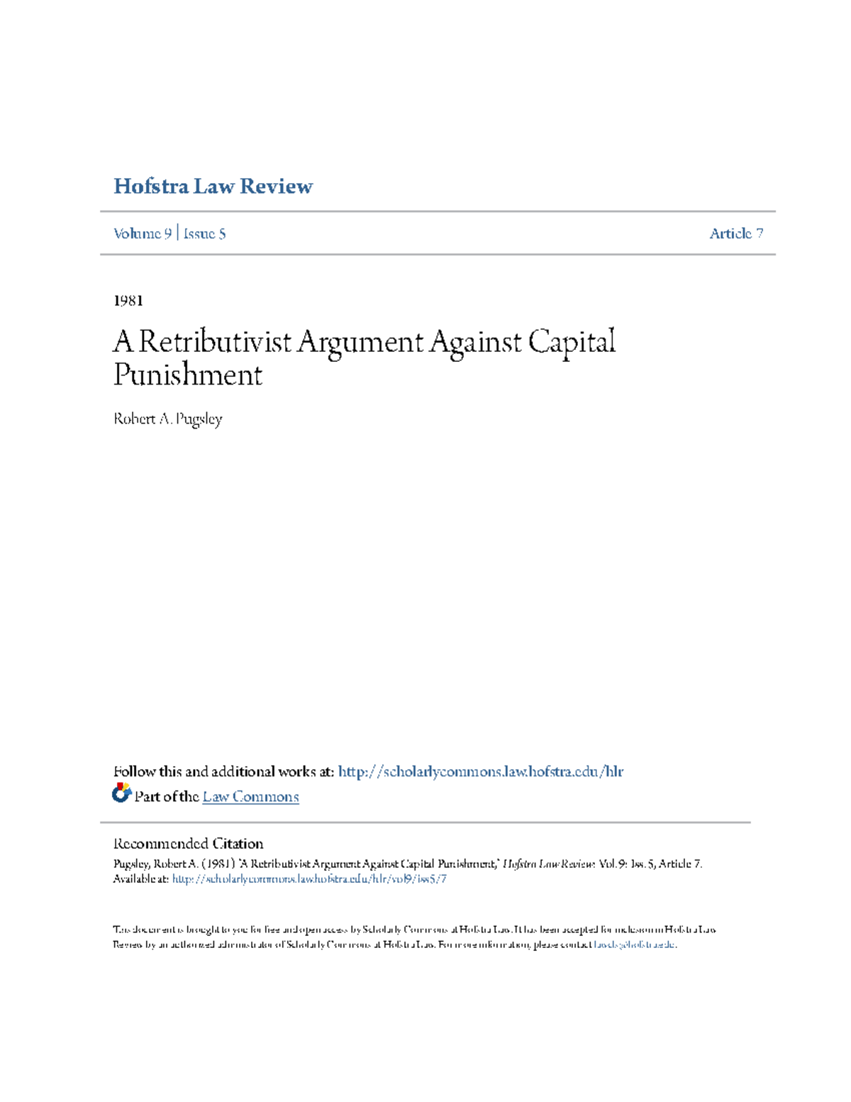 A Retributivist Argument Against Capital Punishment copy.pdf - Hofstra ...