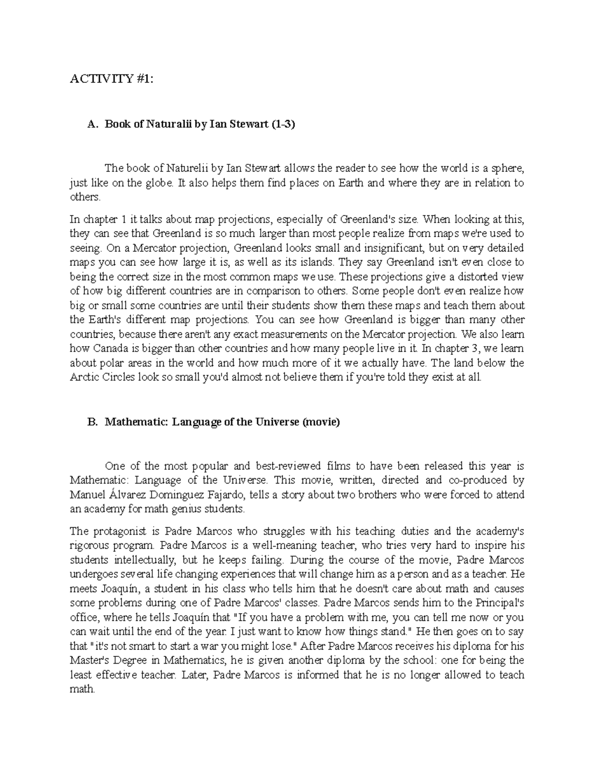 MATM Activity #1 - Make a reflection paper regarding your realization ...