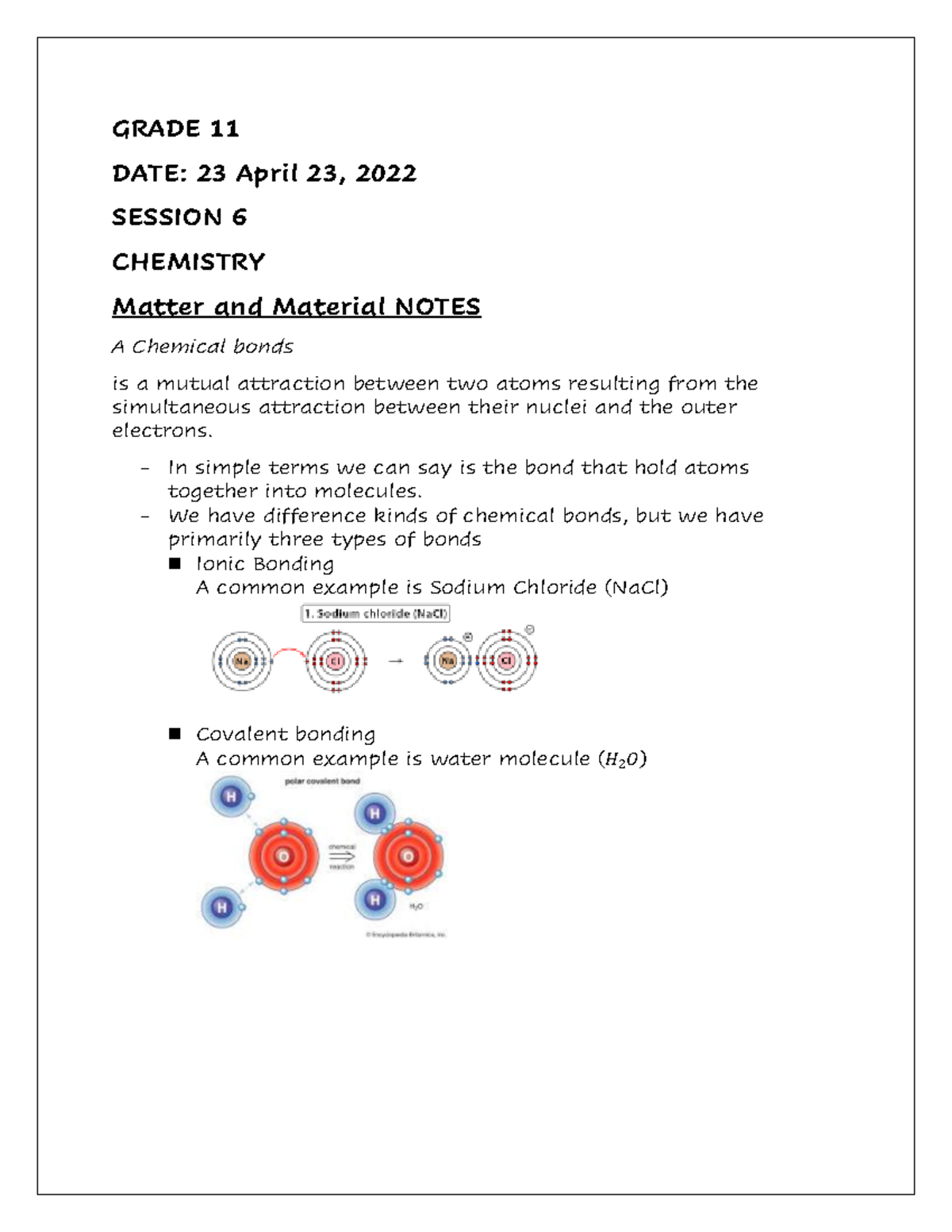Matter and Material, mainly about electron configuration and Chemical ...