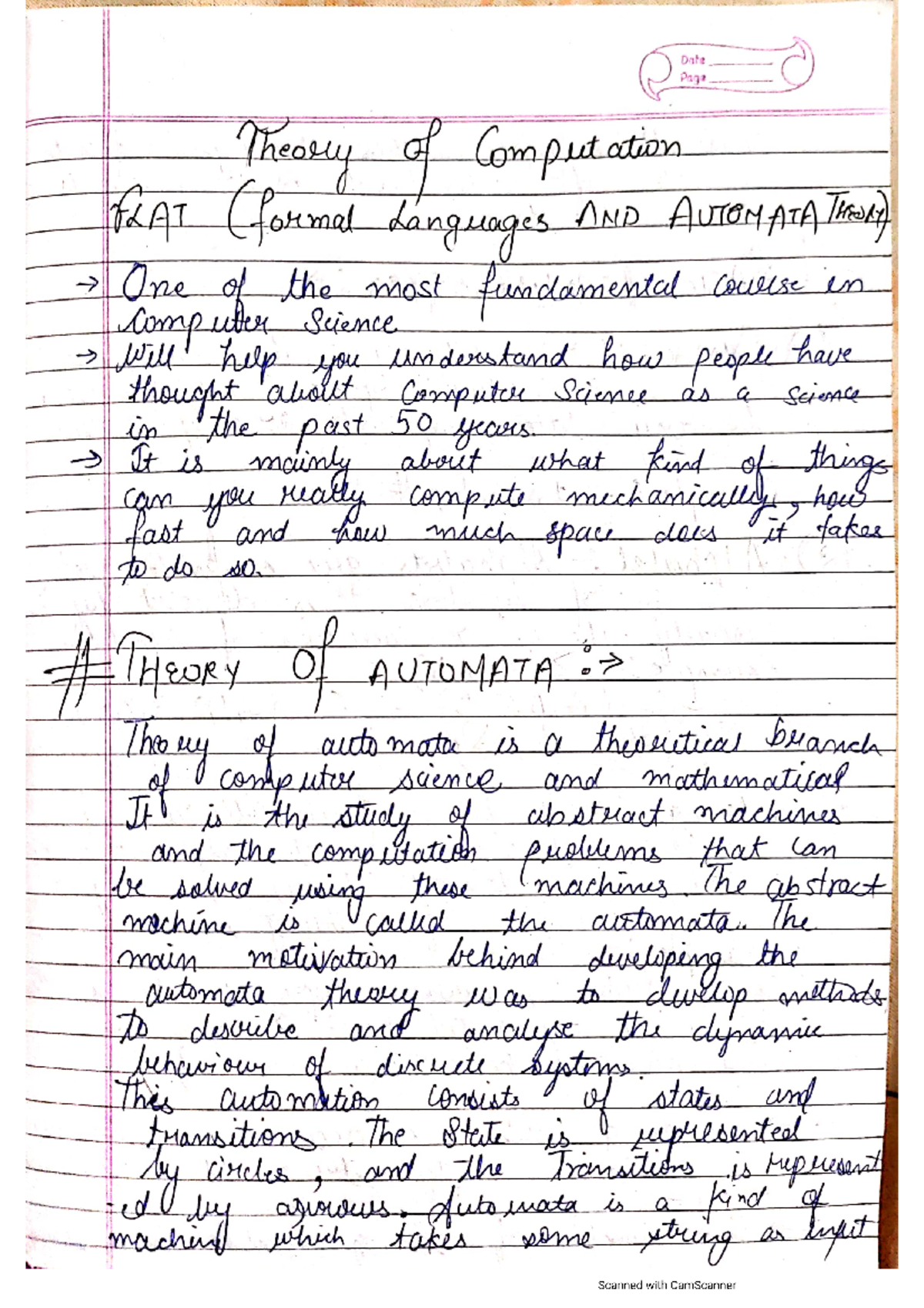 FLAT UNIT 1 + 2 - notes - Computer science engineering - Studocu