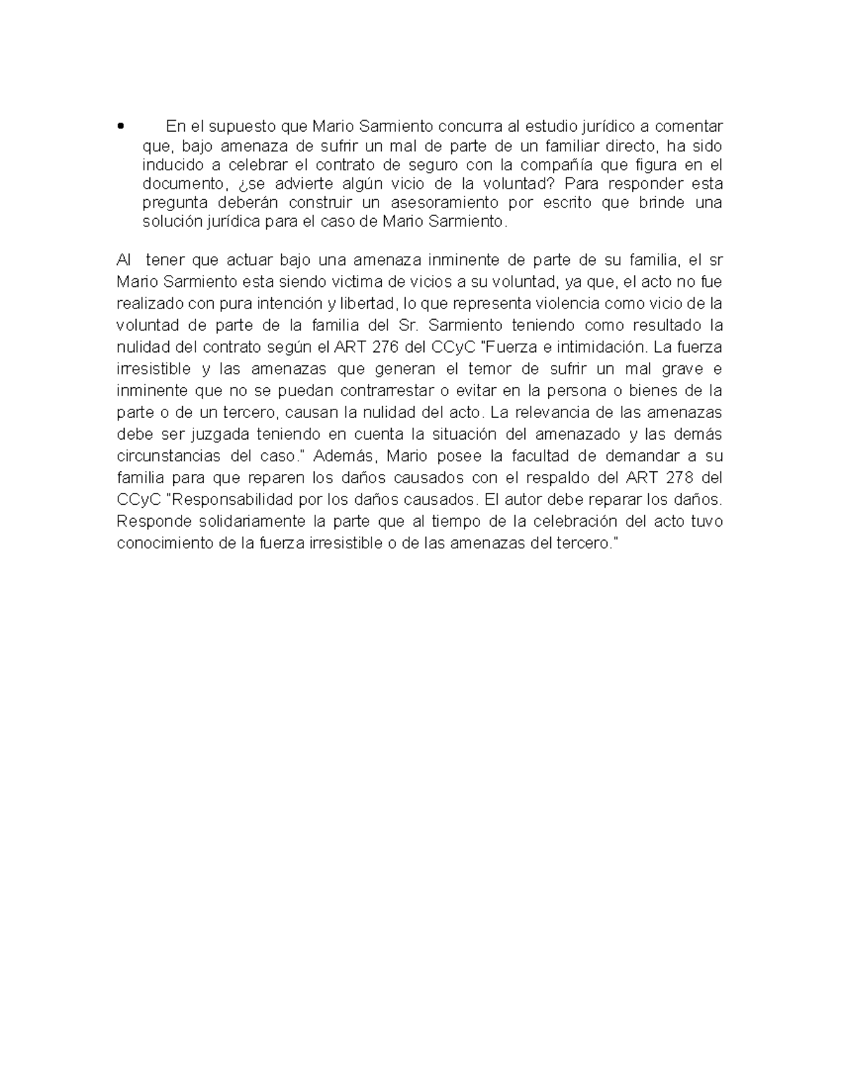Tp3 d privado 2C - consigna 2c - En el supuesto que Mario Sarmiento ...