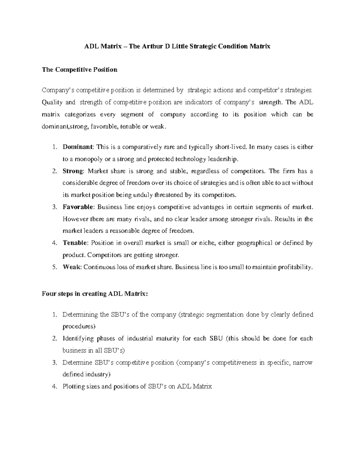 ADL Matrix - Strategic Condition Matrix - ADL Matrix – The Arthur D ...