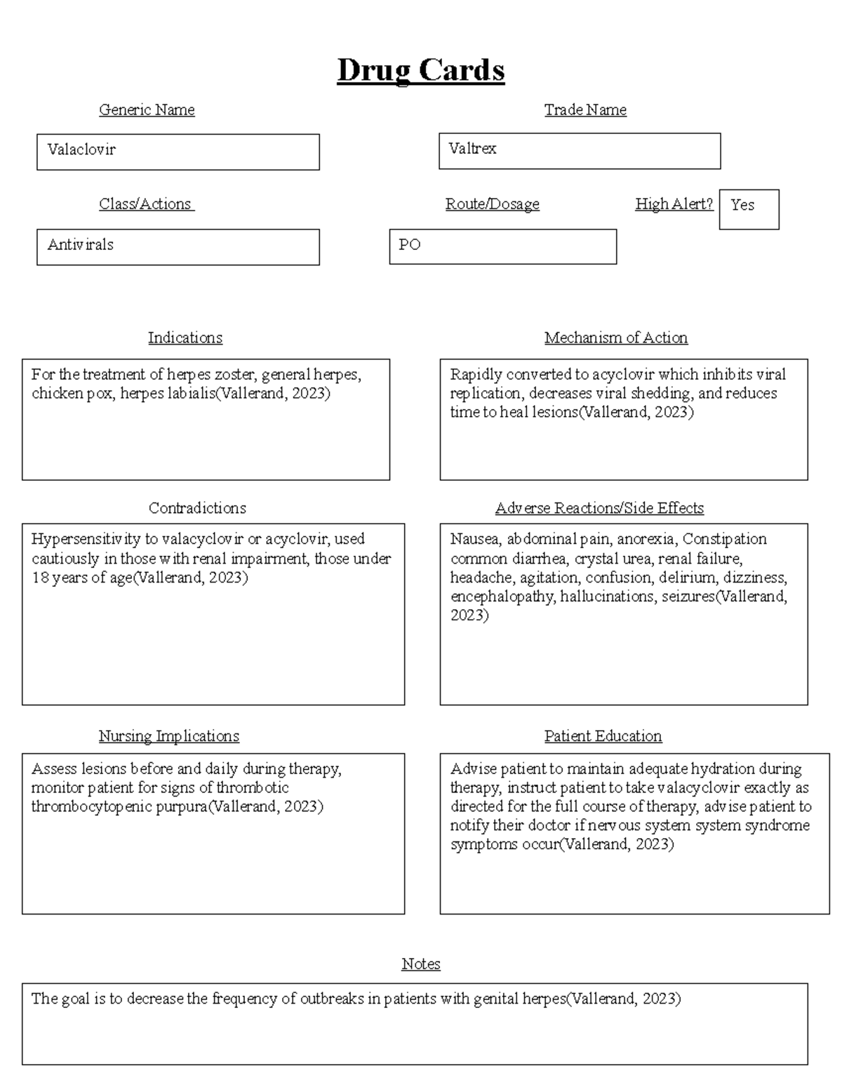 Medcard 10 - med cards - Drug Cards Generic Name Trade Name Class ...