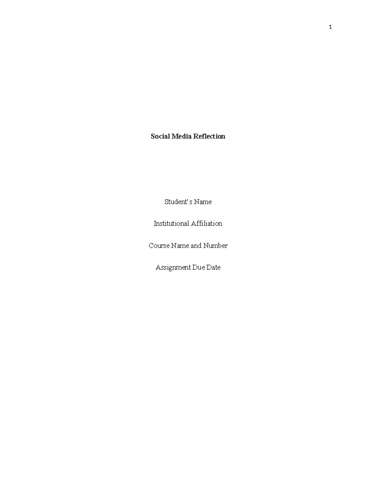 Social Media FIN - Personal Reflection - Social Media Reflection ...