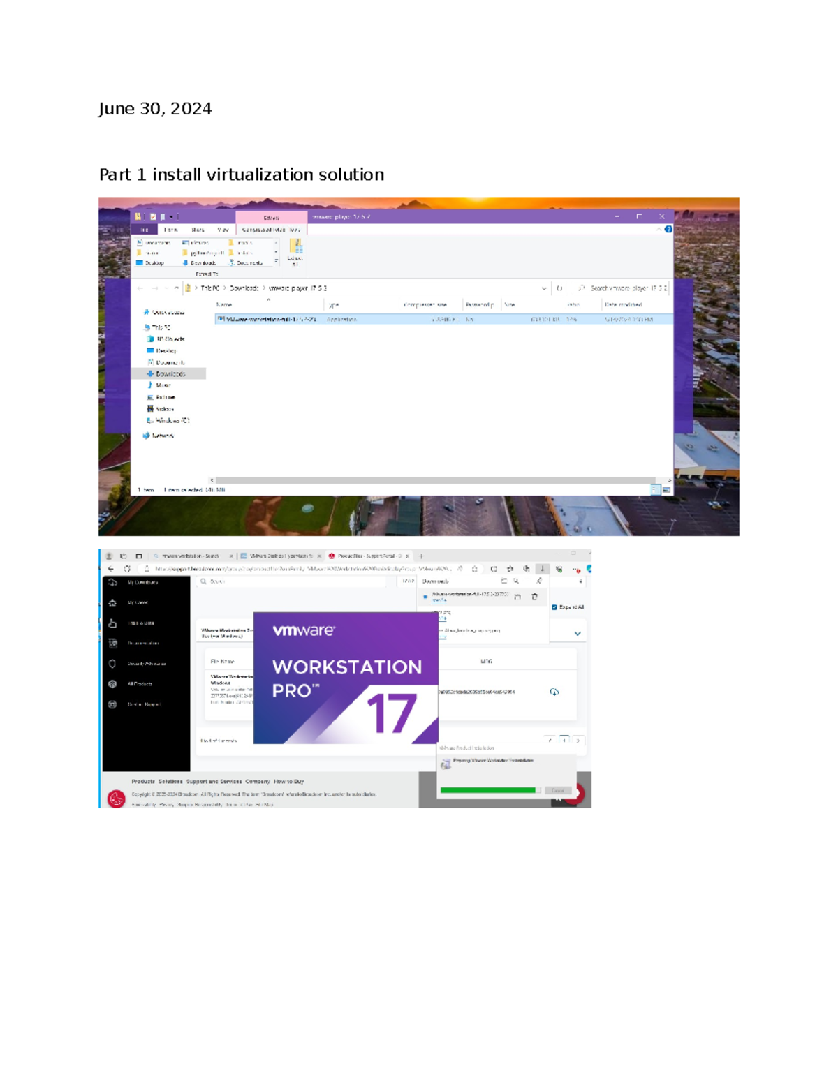 Screenshot of P1 - ITT-116 - June 30, 2024 Part 1 install virtualization solution - Studocu