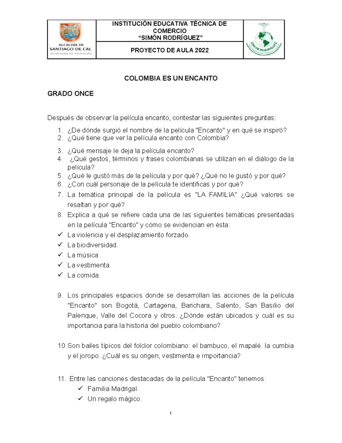 Colombia ES UN Encanto ONCE - sociales - Studocu