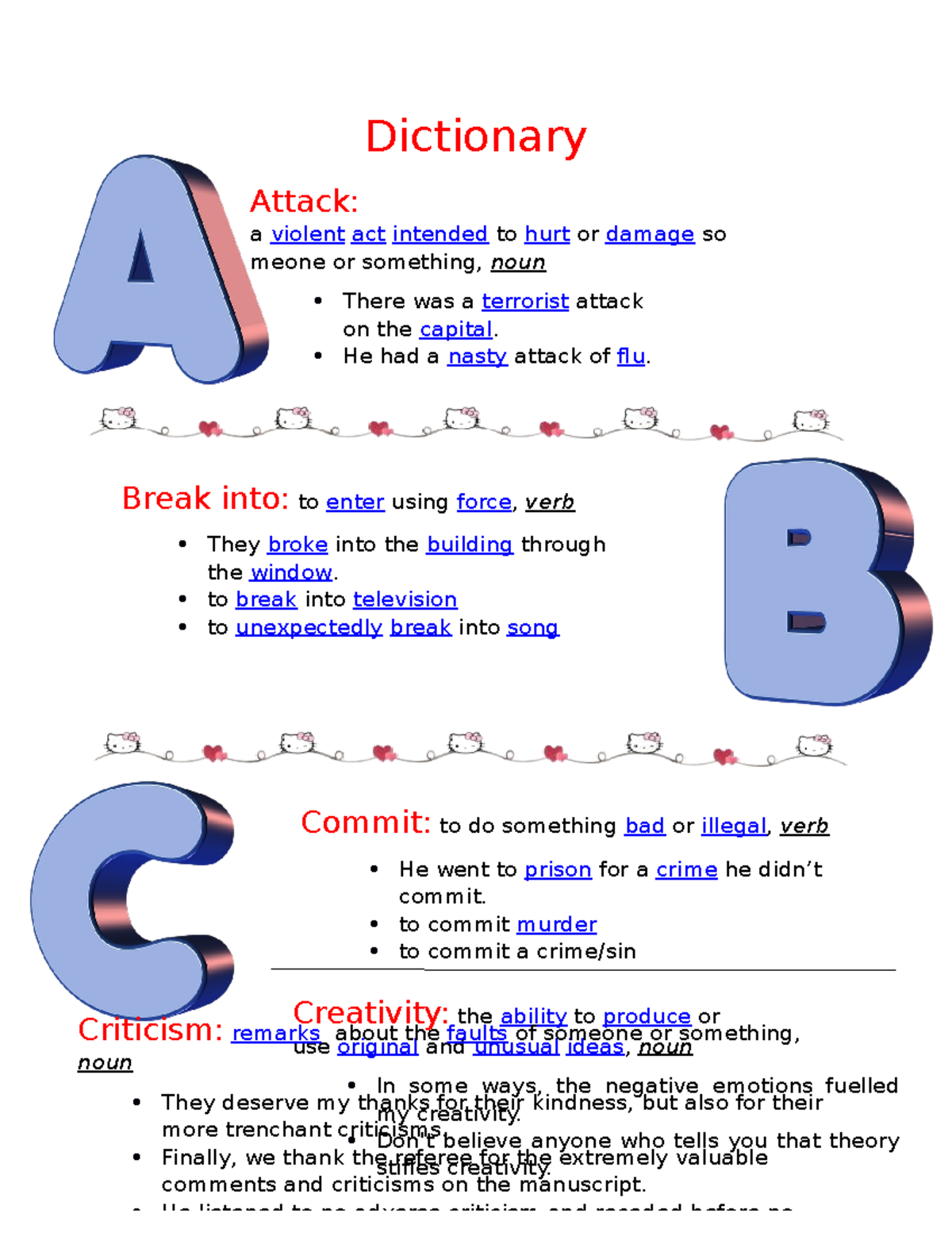 Dictionary - TRABAJO DICCIONARY CON HISTORIA AL FINAL - Dictionary ...