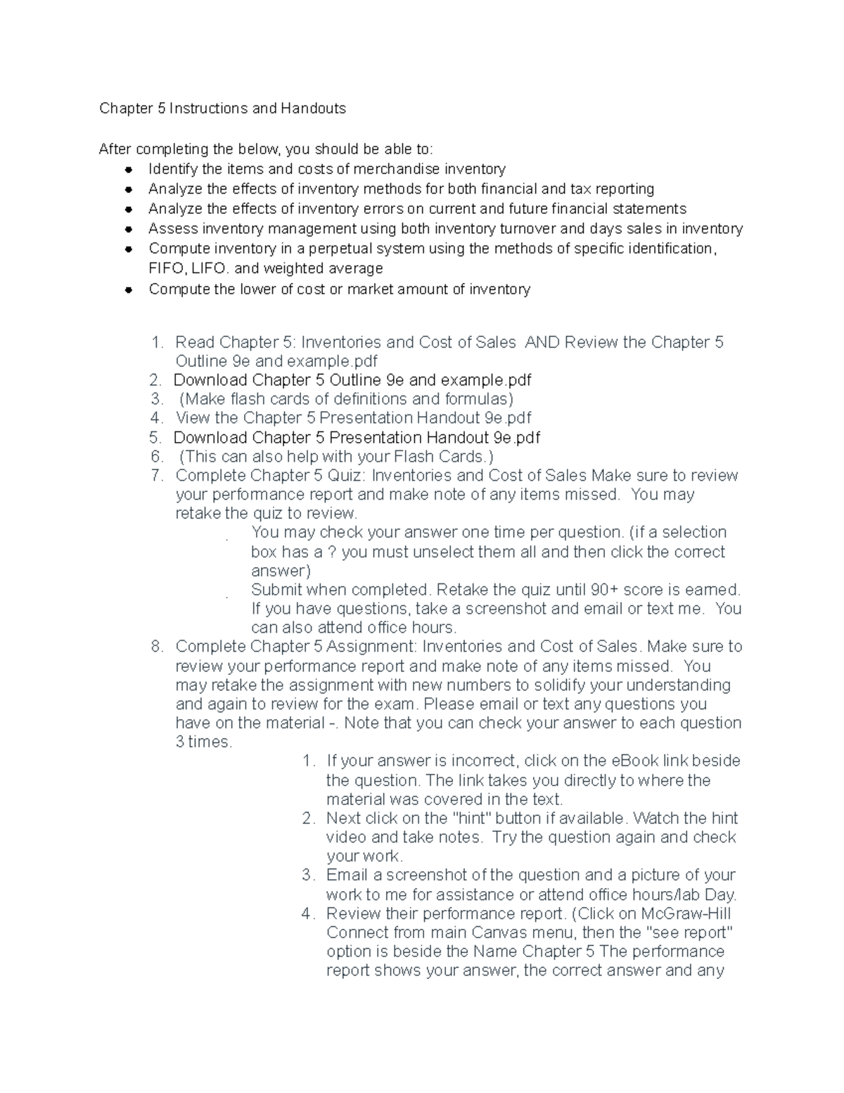 Chapter 5 Instructions and Handouts - Chapter 5 Instructions and ...