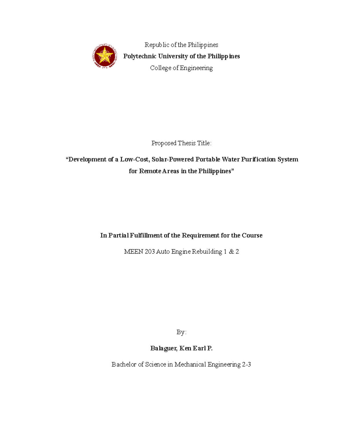 Balaguer, Ken Earl Thesis Title & Abstract - Republic of the ...