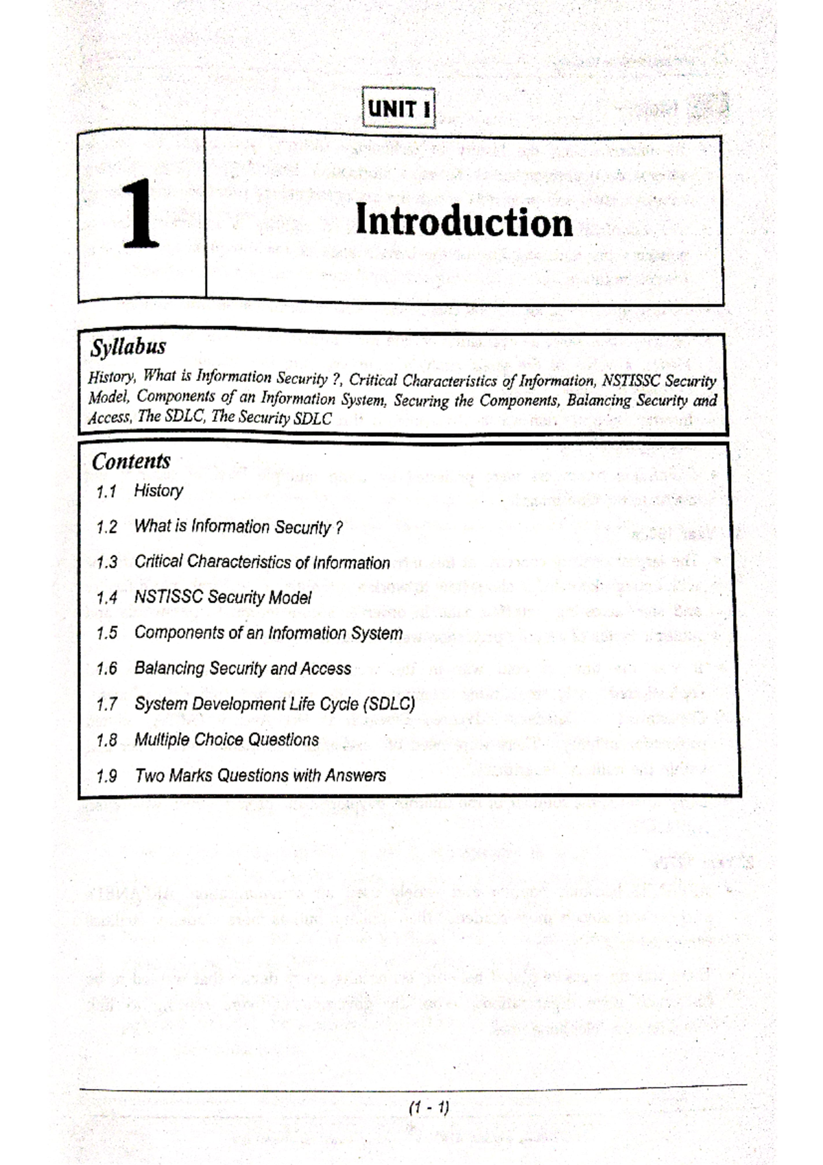 DIS Unit 1 - Unit 1 notes - UNIT I 1 Introduction Syllabus History ...