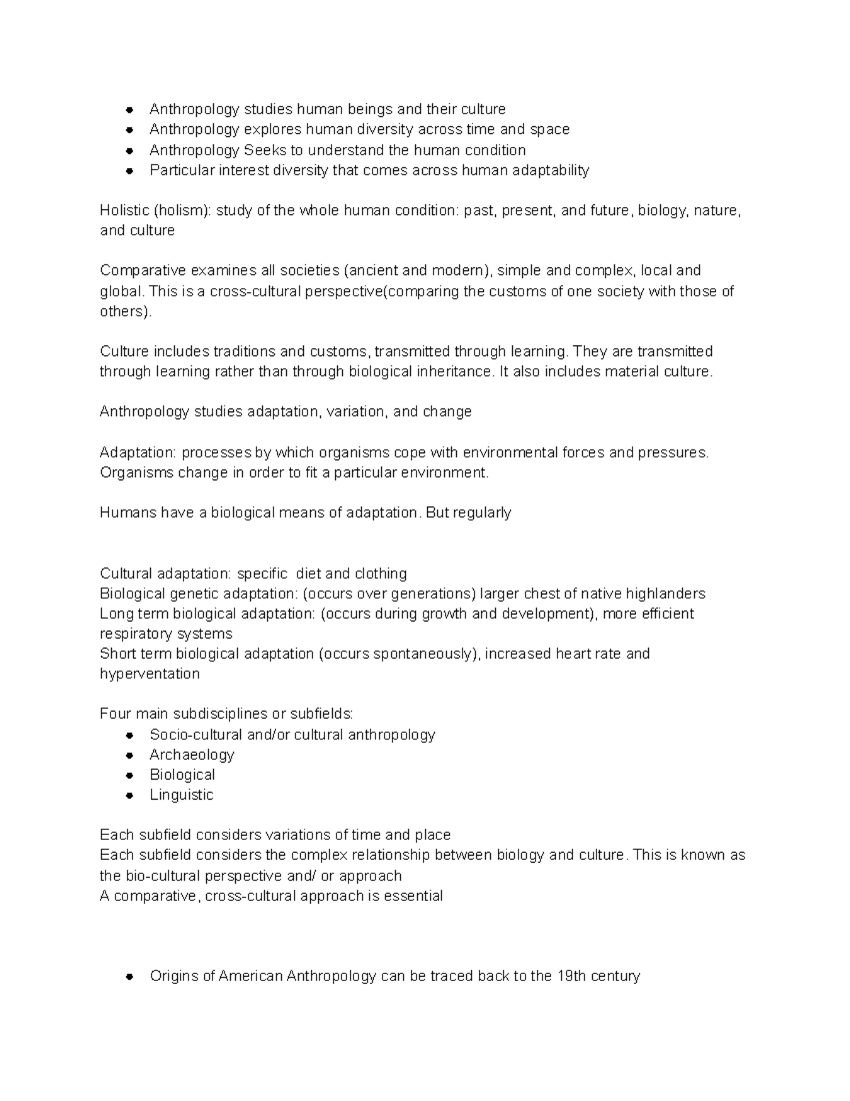 Anthropology Notes Chapter 1 - Anthropology studies human beings and ...