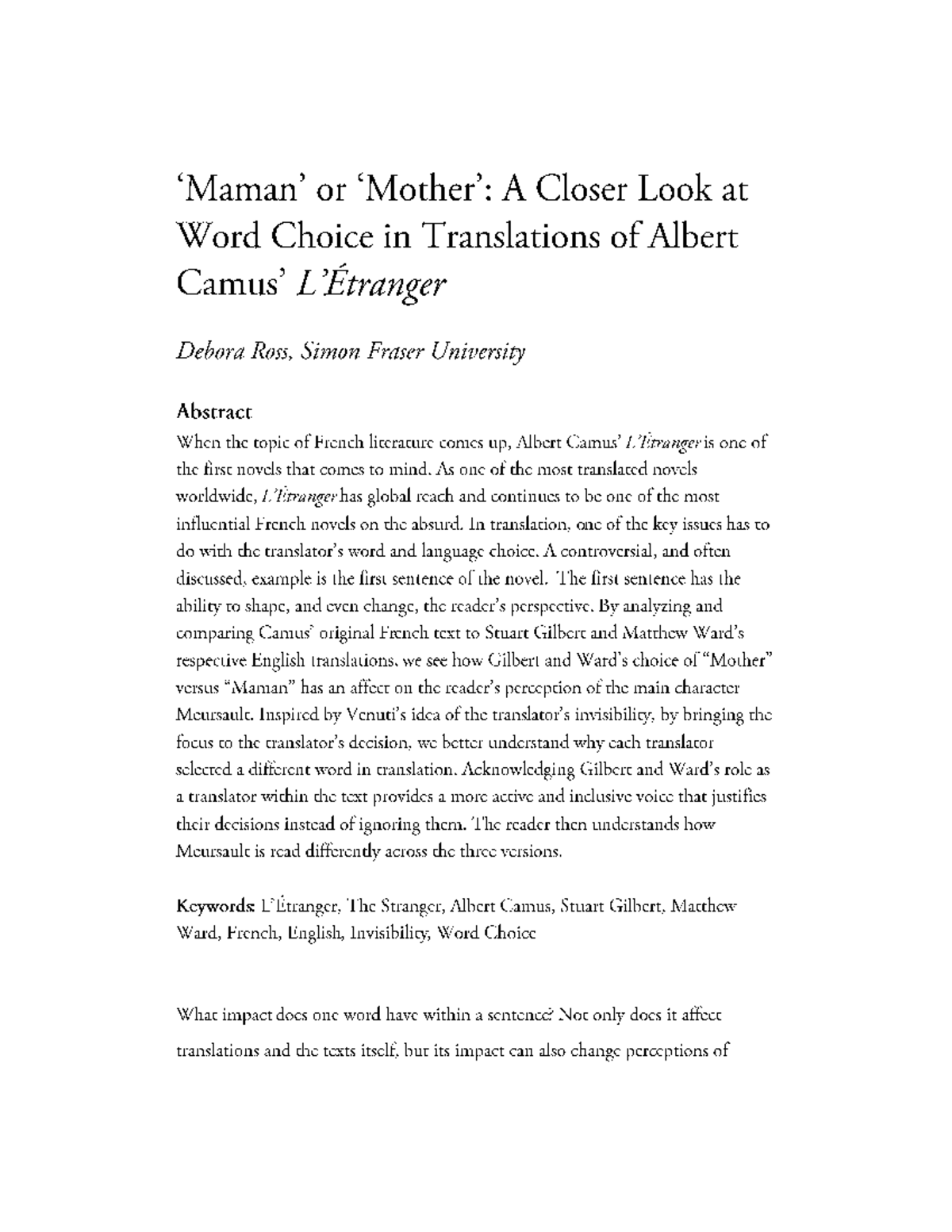 ‘Maman’+or+‘Mother’ +A+Closer+Look+at+Word+Choice+in+Translations+of ...