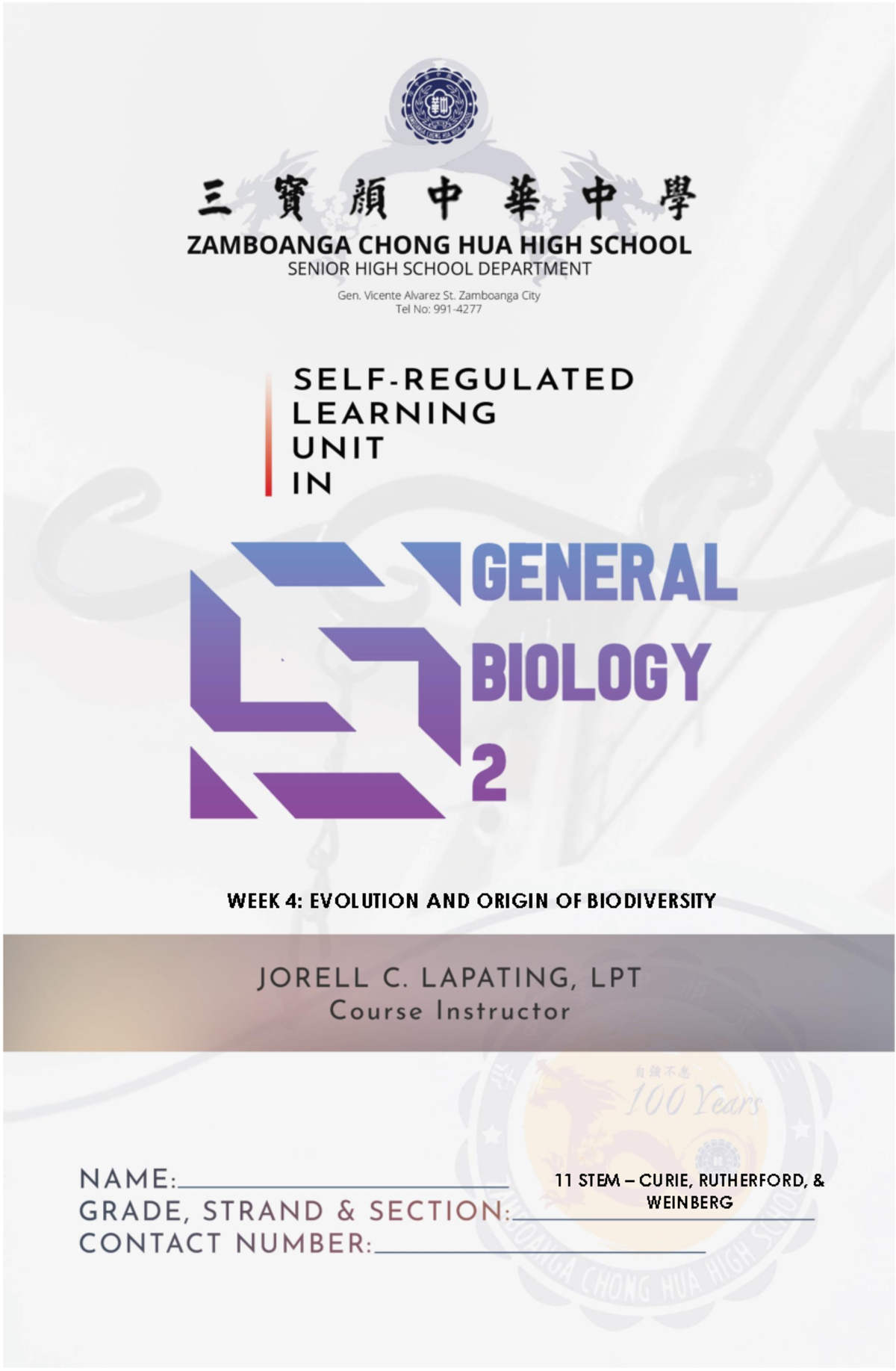 Week 4 - General Biology 2 LU4 Lecture - WEEK 4: EVOLUTION AND ORIGIN ...