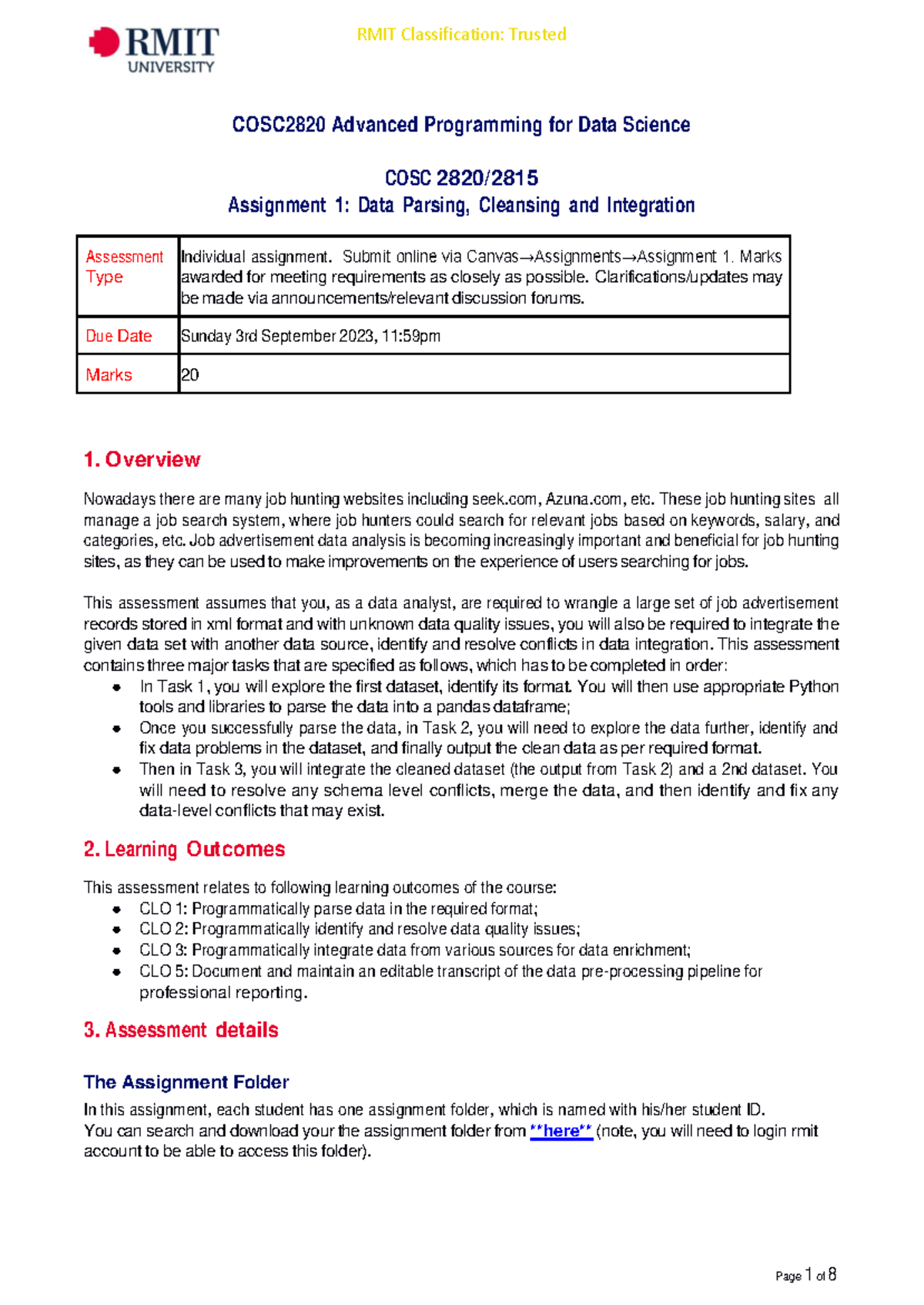 Assignment 1 Description - COSC2820 Advanced Programming for Data Science COSC 2820/ Assignment ...