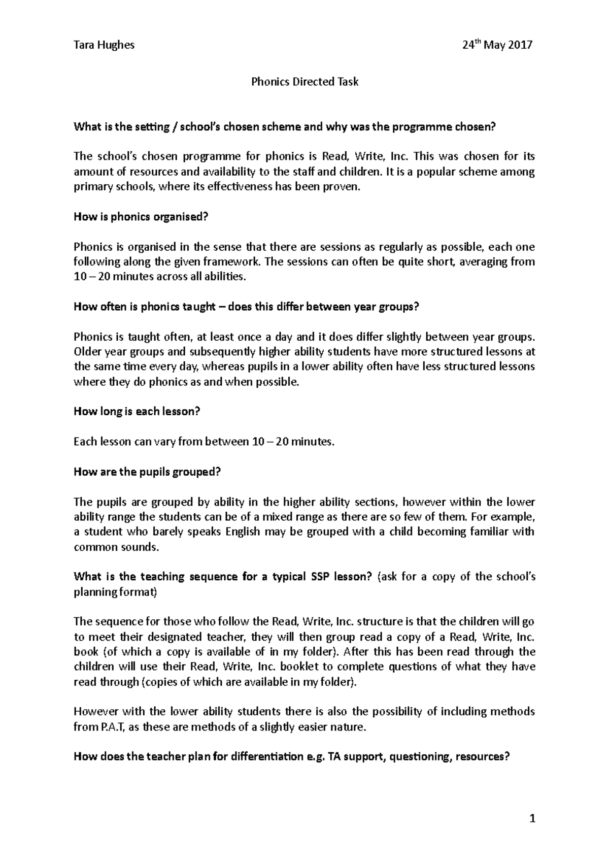 Phonics Directed Task - Tara Hughes 24th May 2017 Phonics Directed Task ...