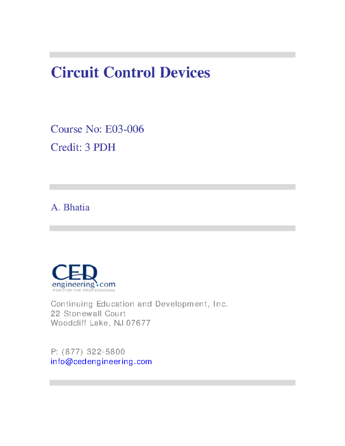 Circuit Control Devices - Electrical Circuit - Studocu