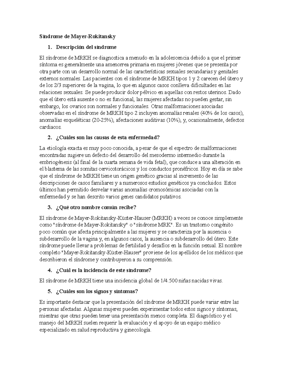 Sindrome de Mayer - Síndrome de Mayer-Rokitansky 1. Descripción del ...