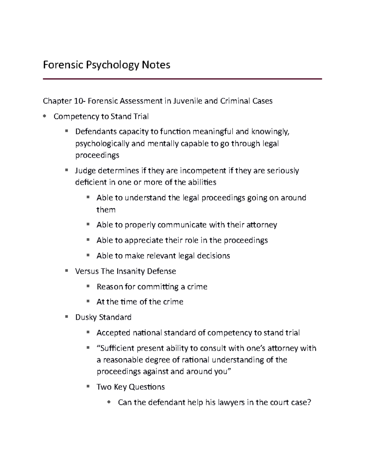 3 Forensic Psychology Notes - Forensic Psychology Notes Chapter 10 ...