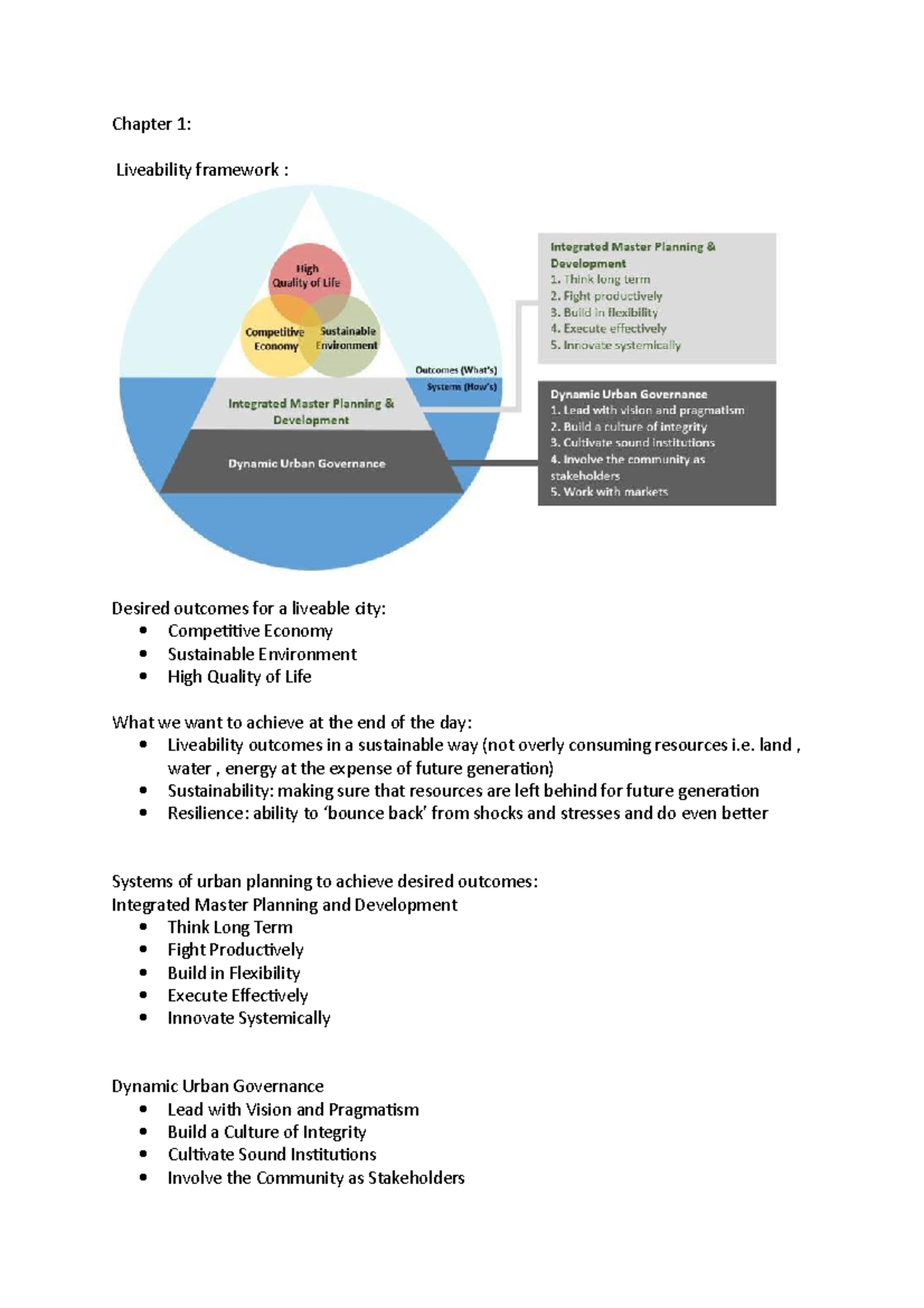 Study notes - summary of EG2501 lecture - Chapter 1: Liveability ...
