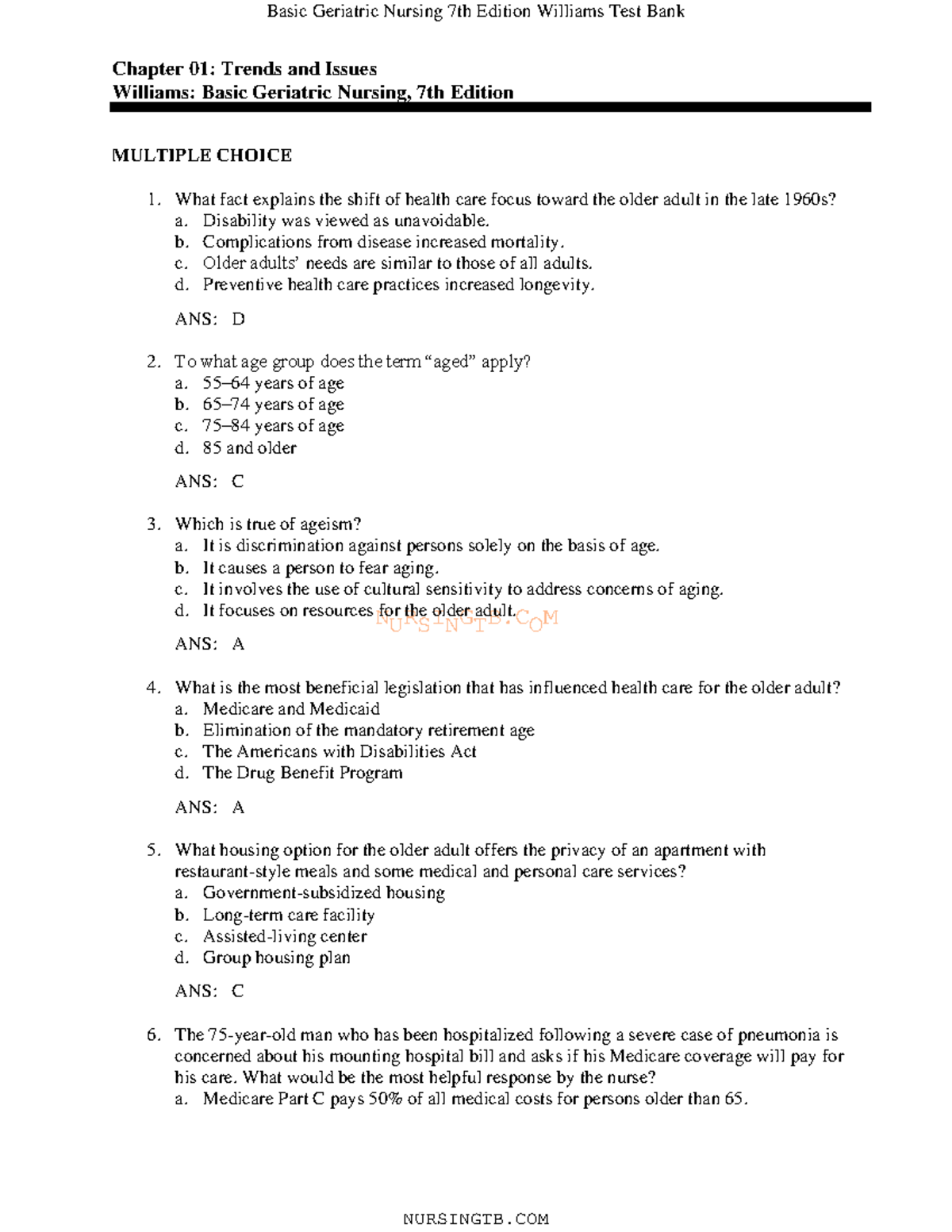 9780323554558 \01 - geriatrics notes, answer key, and page guide ...