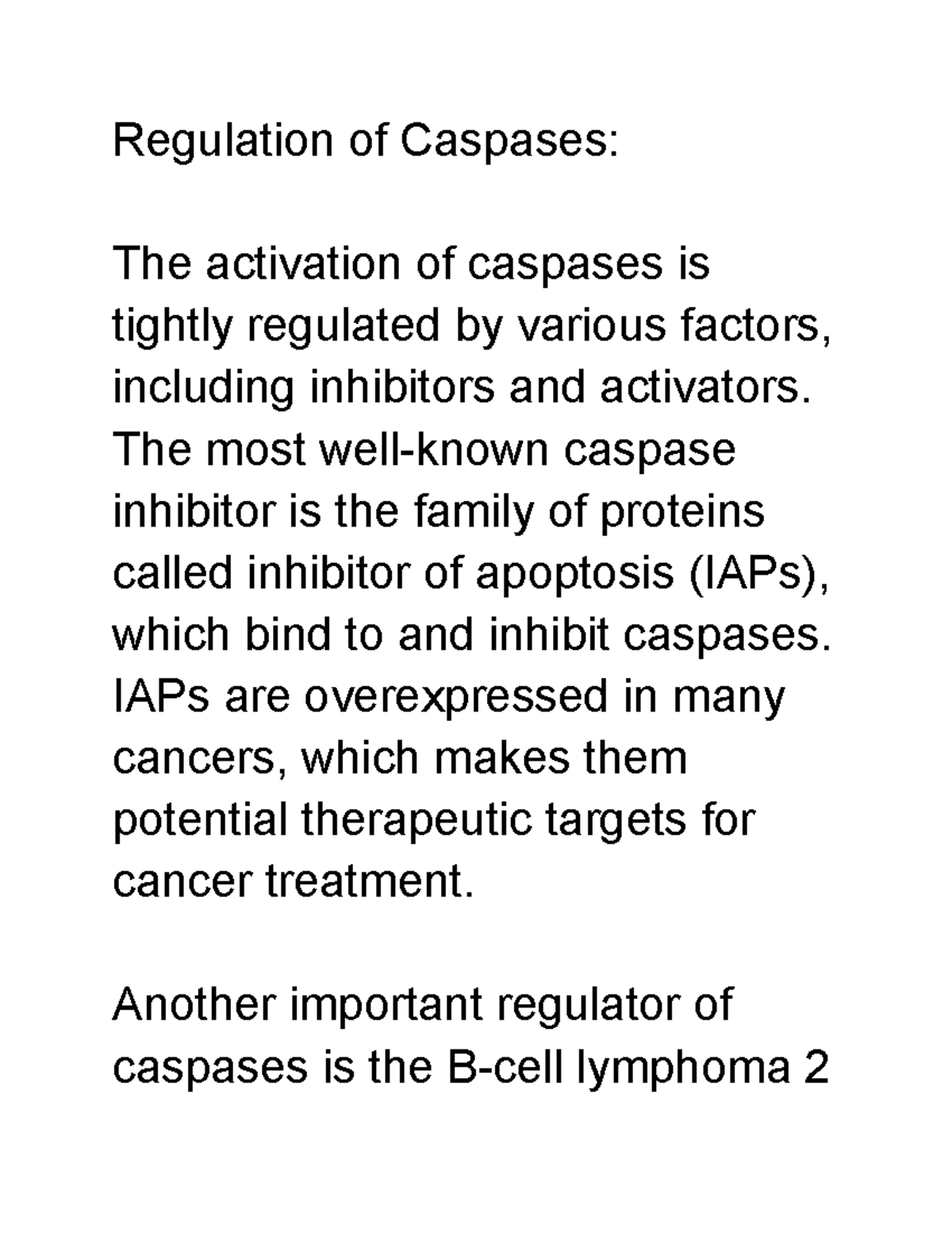 Apoptosis - Lecture Notes (part2) - Regulation of Caspases: The ...