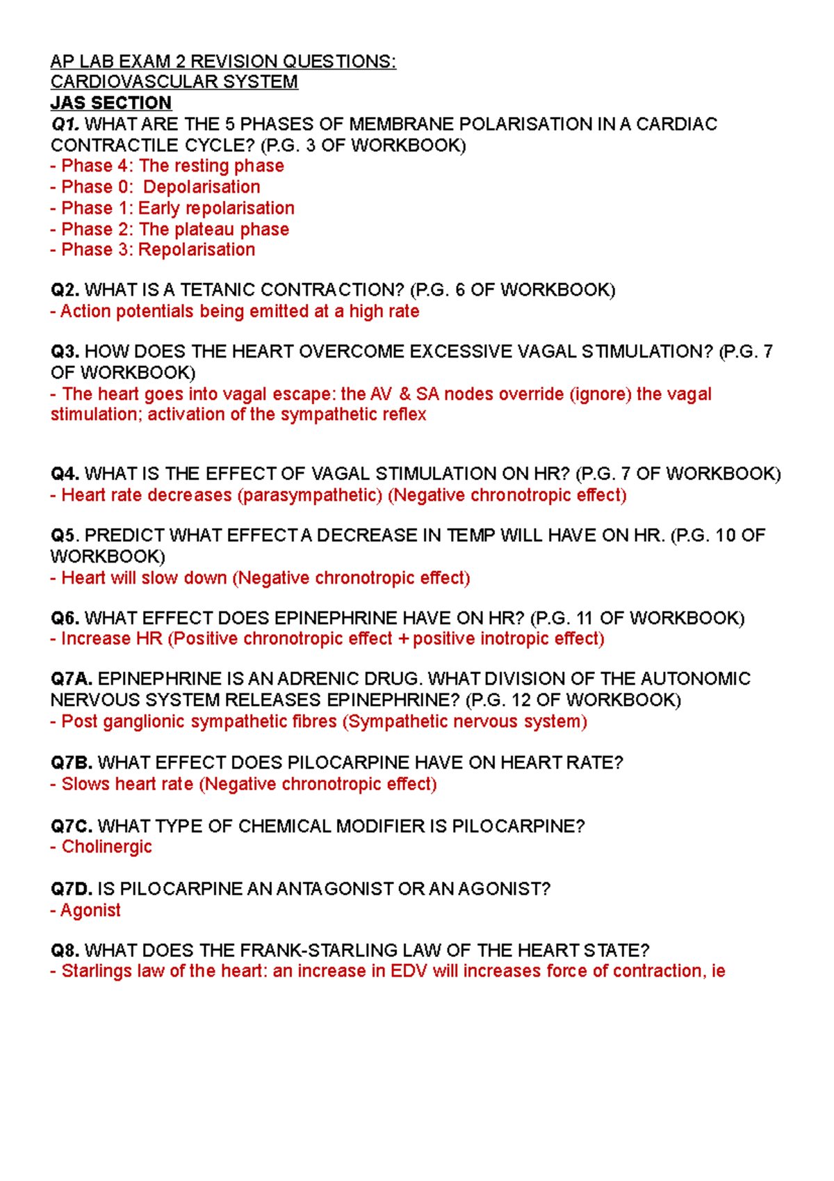 AP LAB exam Q'S - AP LAB EXAM 2 REVISION QUESTIONS: CARDIOVASCULAR ...
