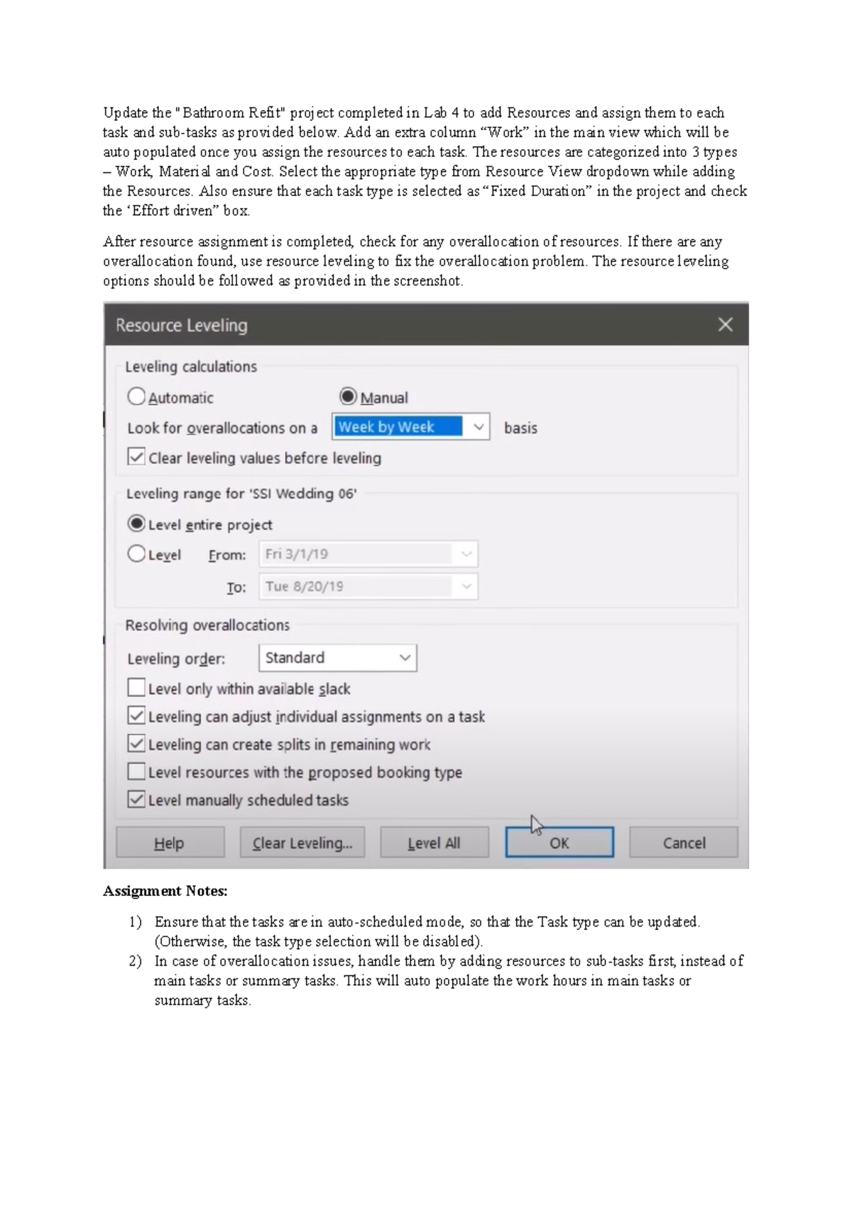 Lab 5 exercise - LAB ASSIGNMENT - Update the "Bathroom Refit" project completed in Lab 4 - Studocu