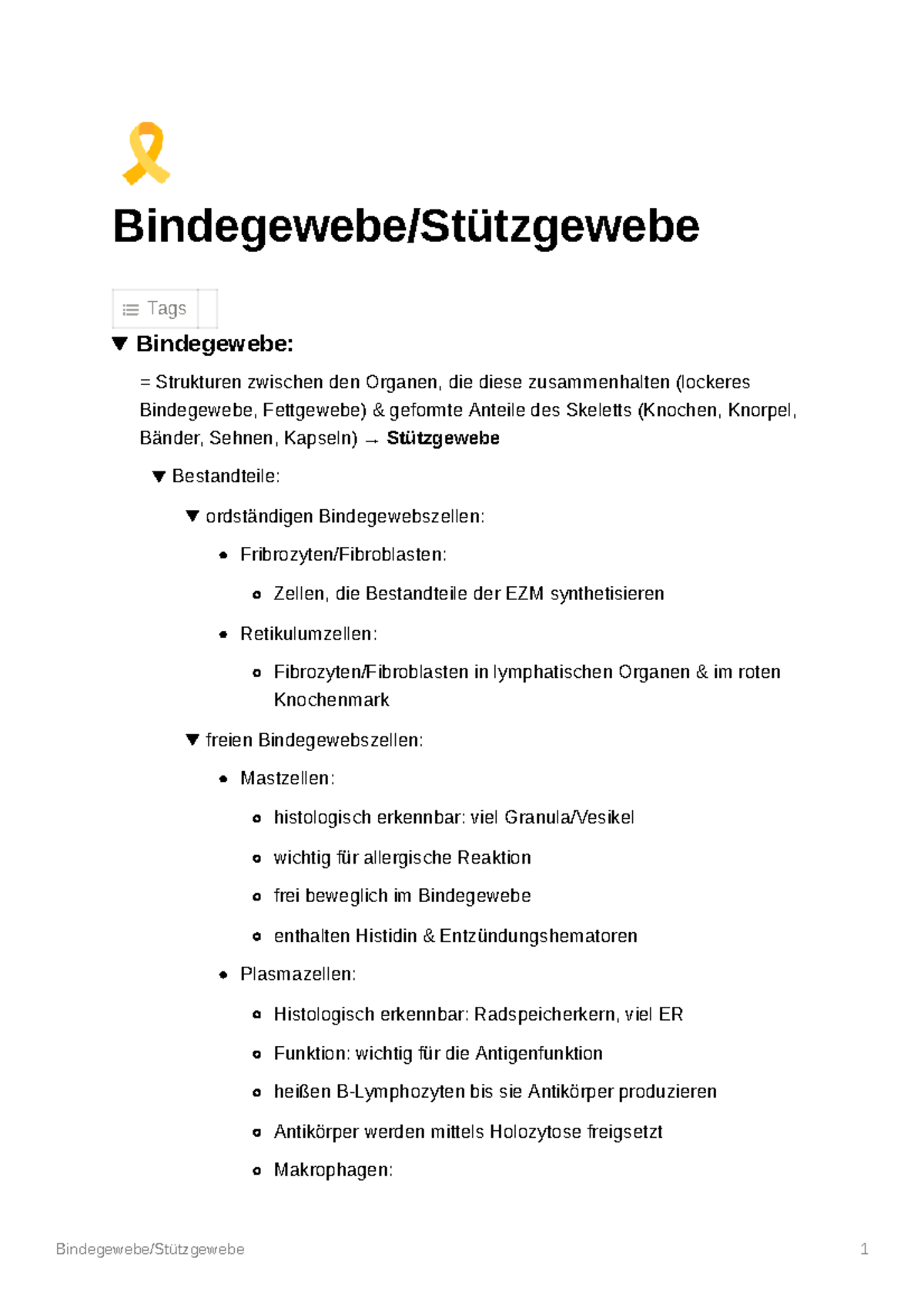 Bindegewebe und Sützgewebe - Bindegewebe/Stützgewebe Tags Bindegewebe ...