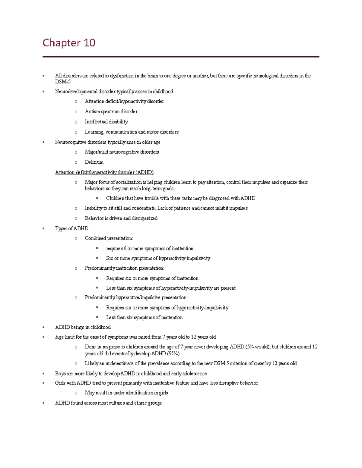 Chapter 10 - Abnormal Psychology Book Notes - Chapter 10 All disorders ...