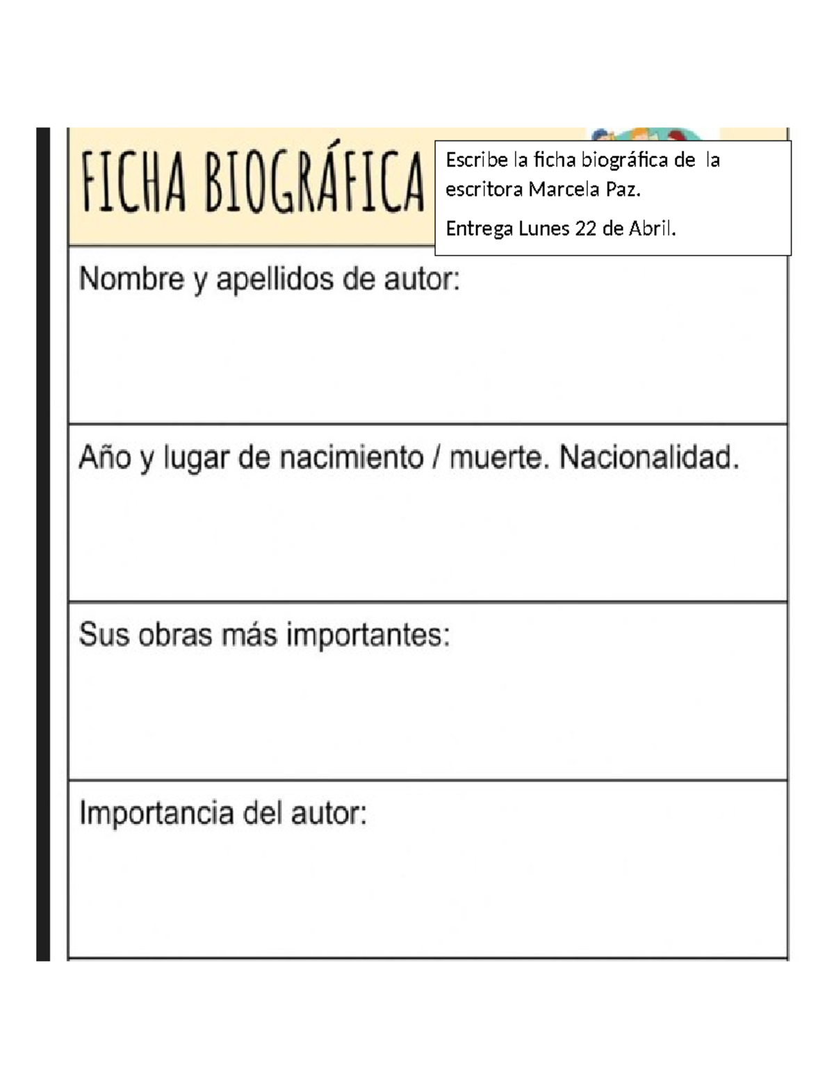 Ficha biográfica - Enseñanza de la Lengua - Escribe la ficha biográfica ...
