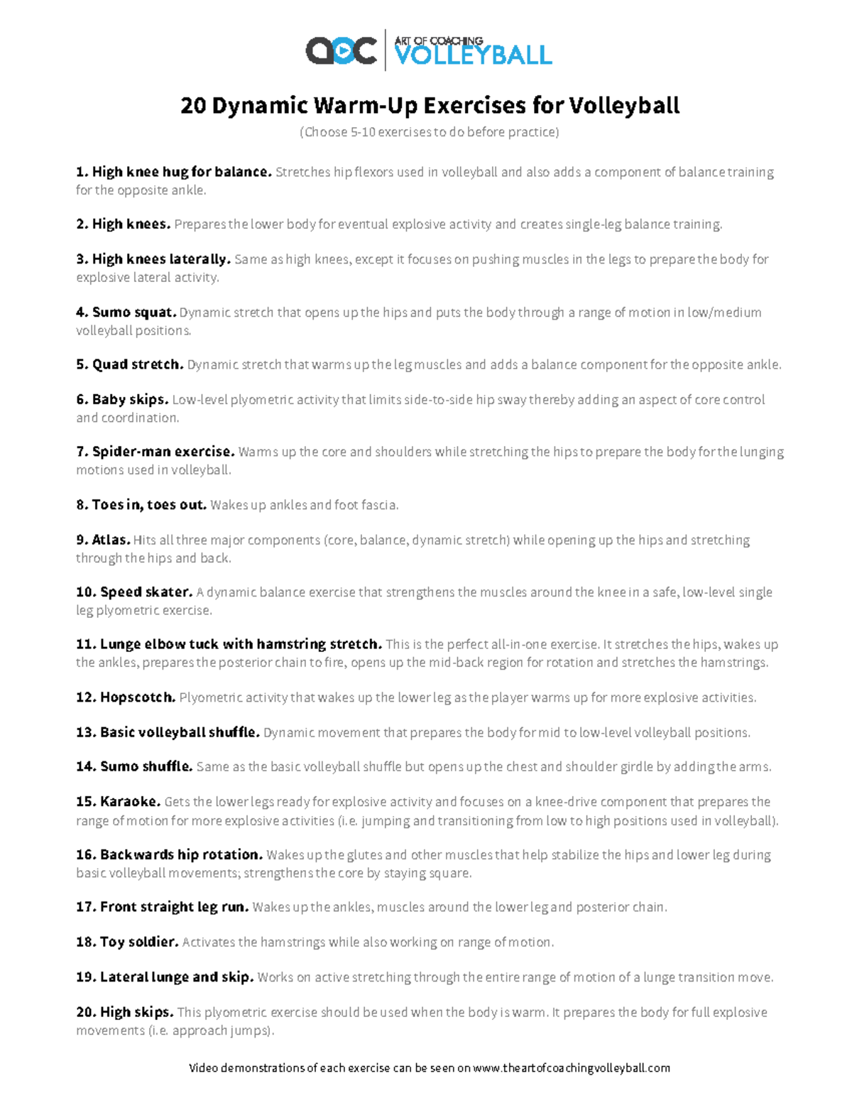 20 Dynamic Warm Up Exercises - Video demonstrations of each exercise ...