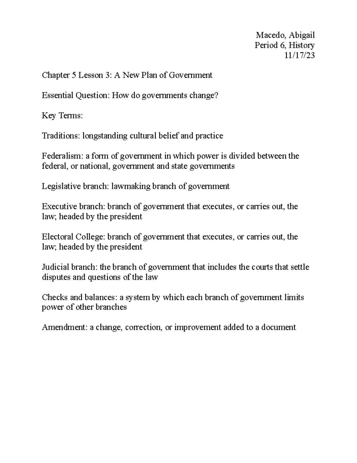 Chapter 5 Lesson 3 - Homework that you should do for extra 10 points ...