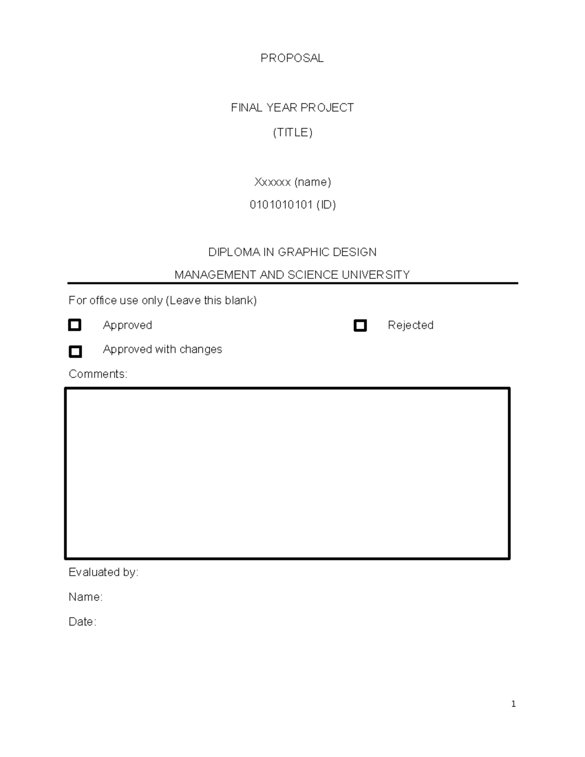Sample Proposal DMM DGA - PROPOSAL FINAL YEAR PROJECT (TITLE) Xxxxxx ...