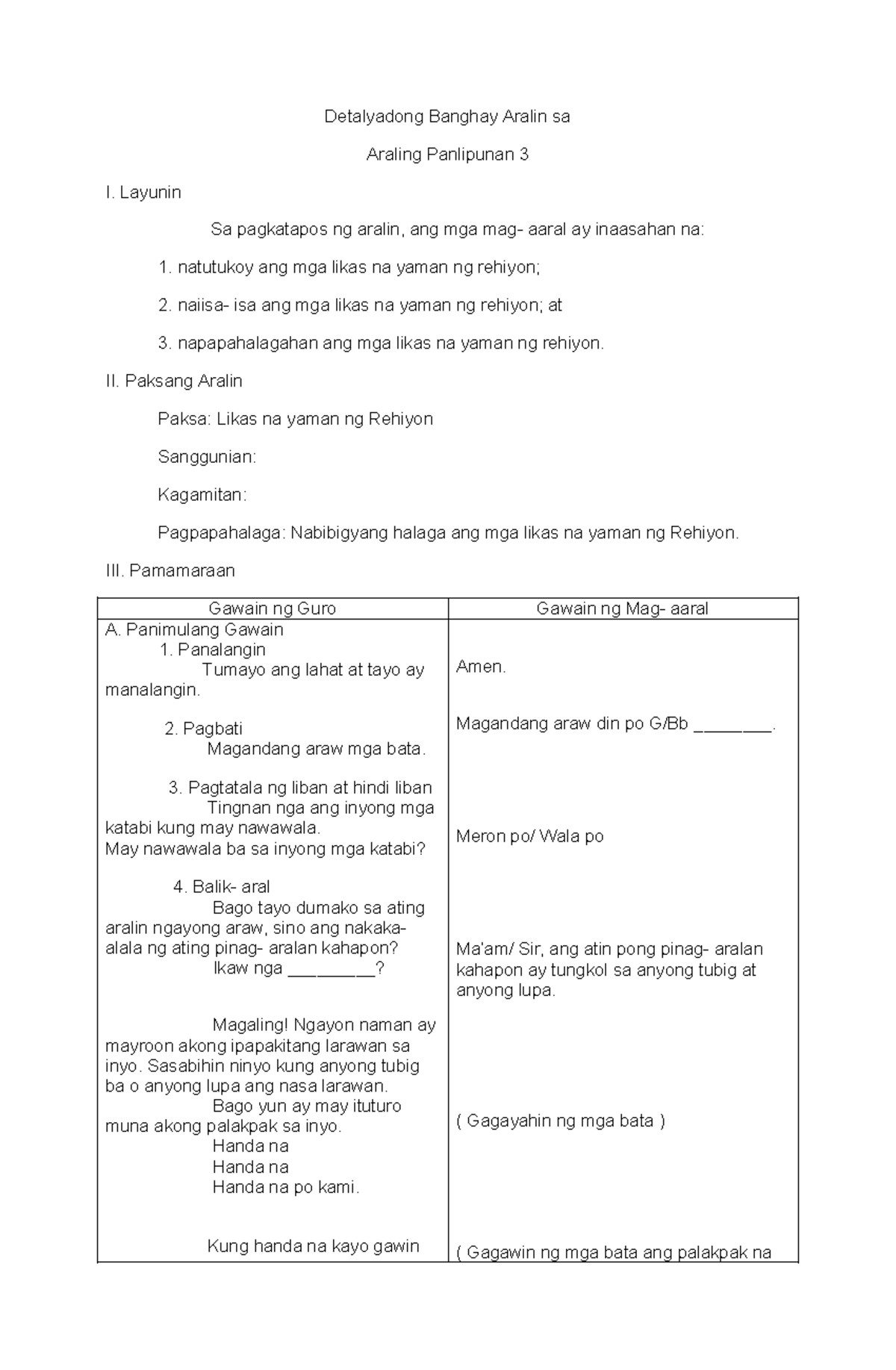 LP AP Grade 3 - This is my personal - Detalyadong Banghay Aralin sa ...