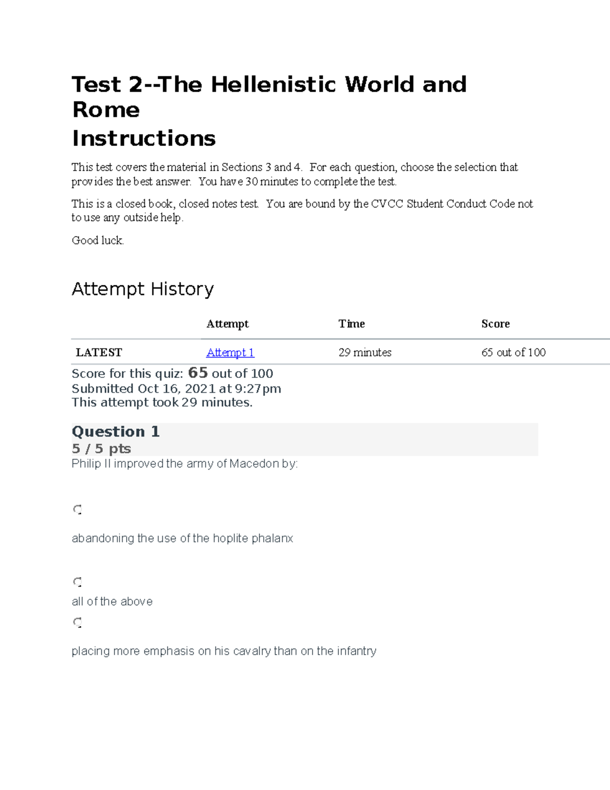 Test 2-The Hellenistic World and Rome - Test 2-The Hellenistic World ...