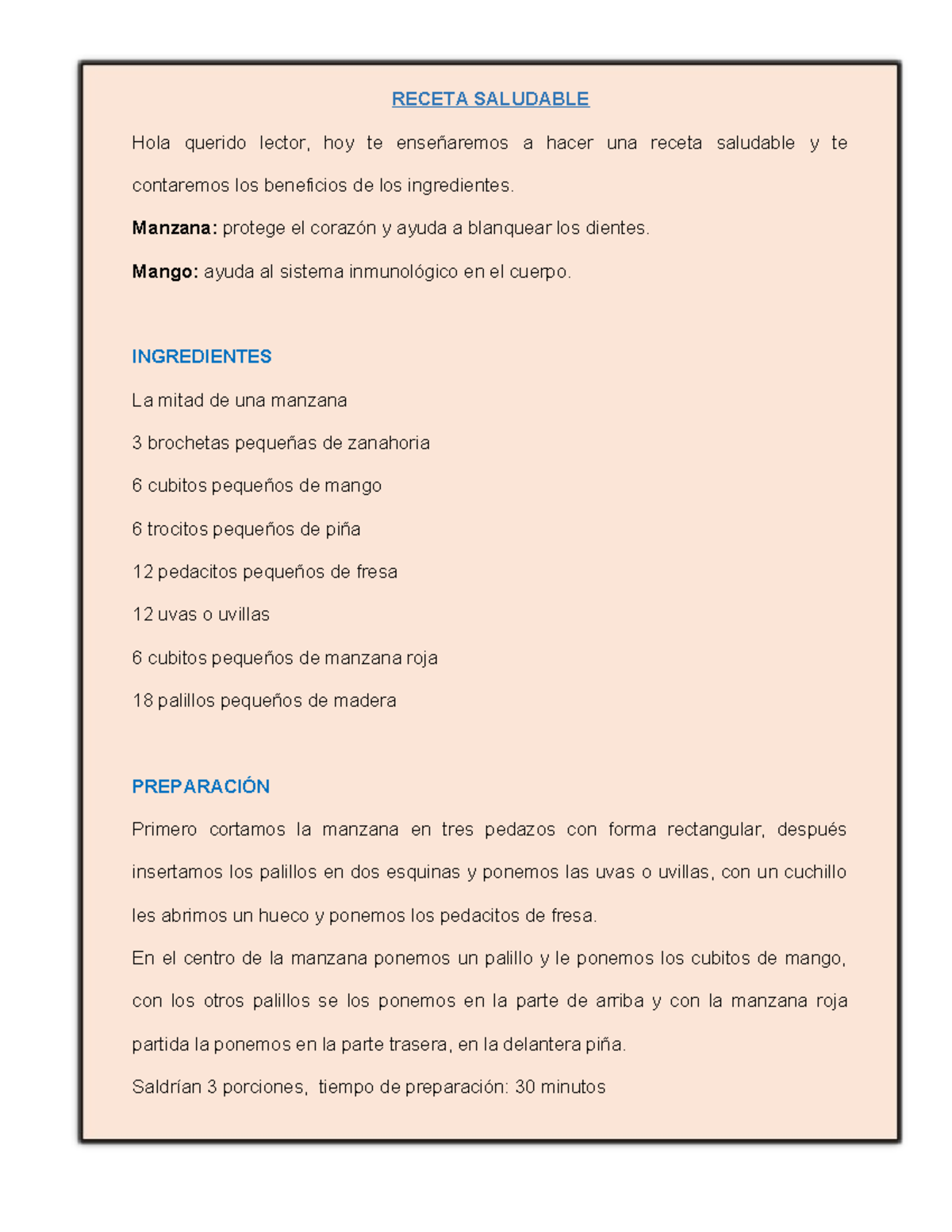 Receta Saludable - sadfasdf - RECETA SALUDABLE Hola querido lector, hoy ...