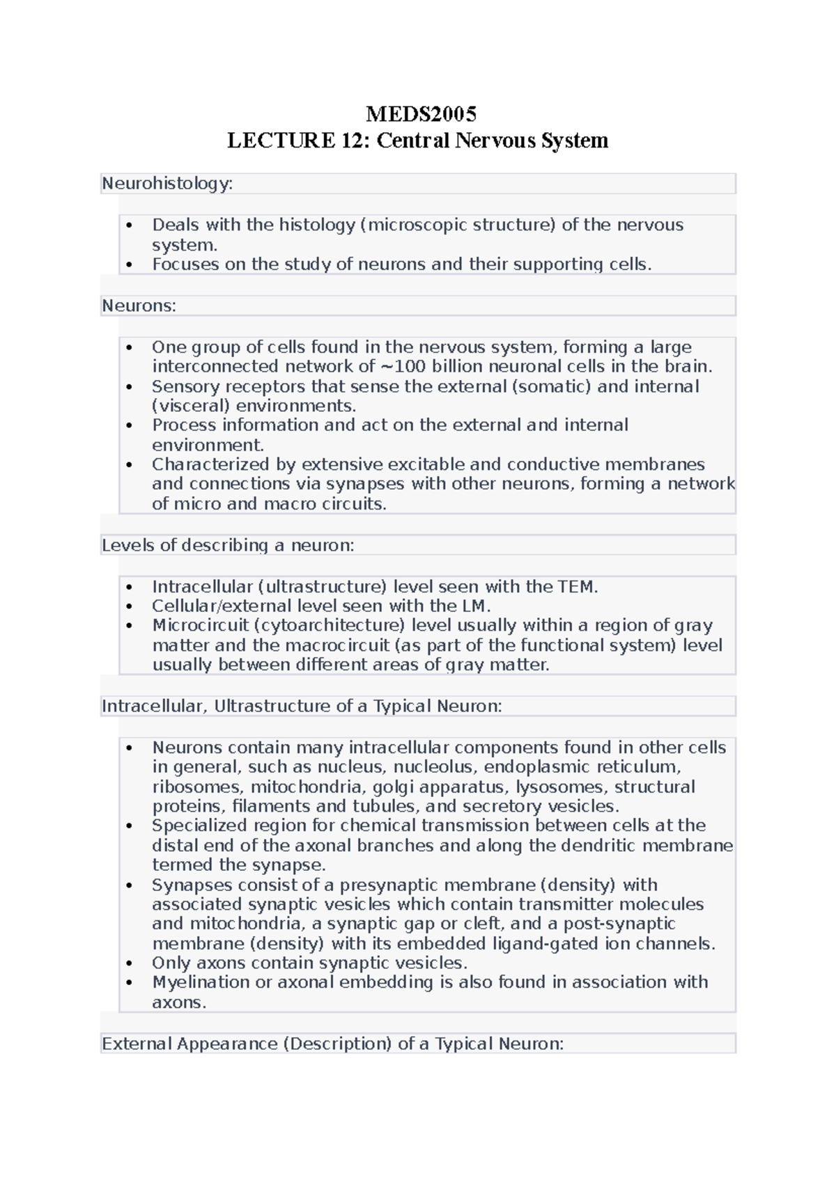 Meds2005 Lecture 12 Central Nervous System Meds Lecture 12 Central