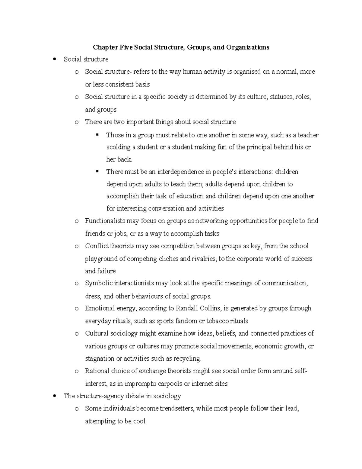 Chapter Five Social Structures Groups and Organizations Textbook ...