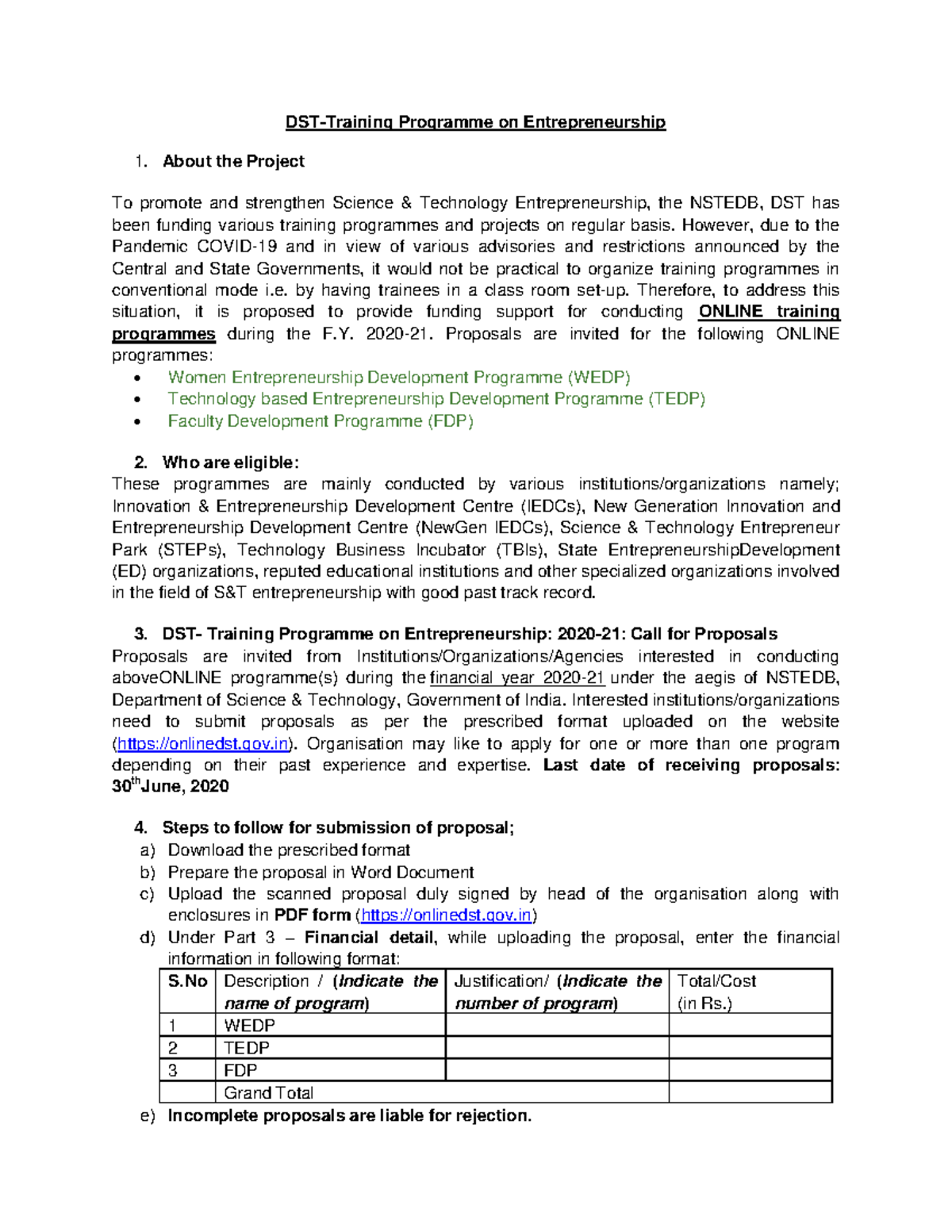 DST-Training Programme on Entrepreneurship-1 - DST-Training Programme ...