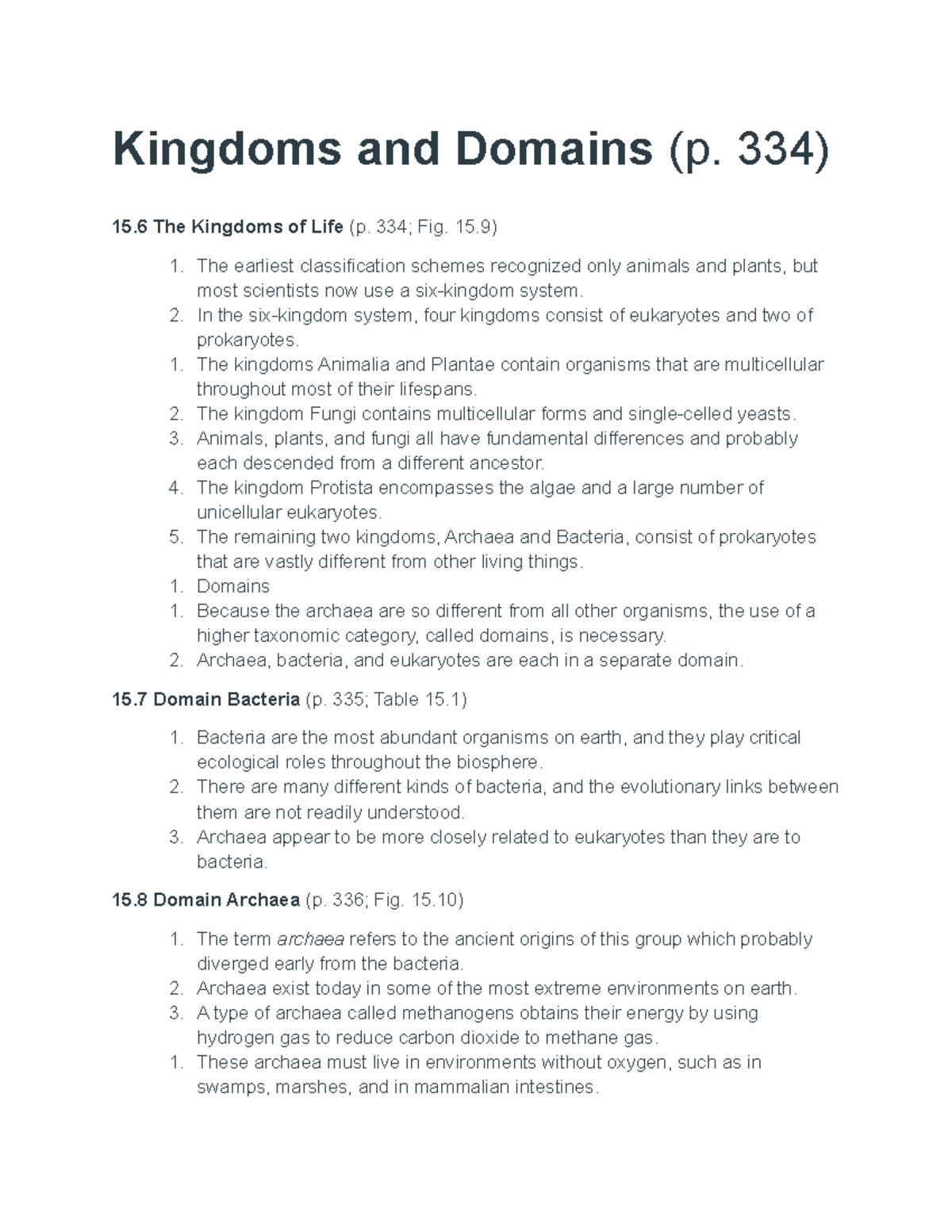 Bio chp 15 part 2 notes - Kingdoms and Domains (p. 334) 15 The Kingdoms ...